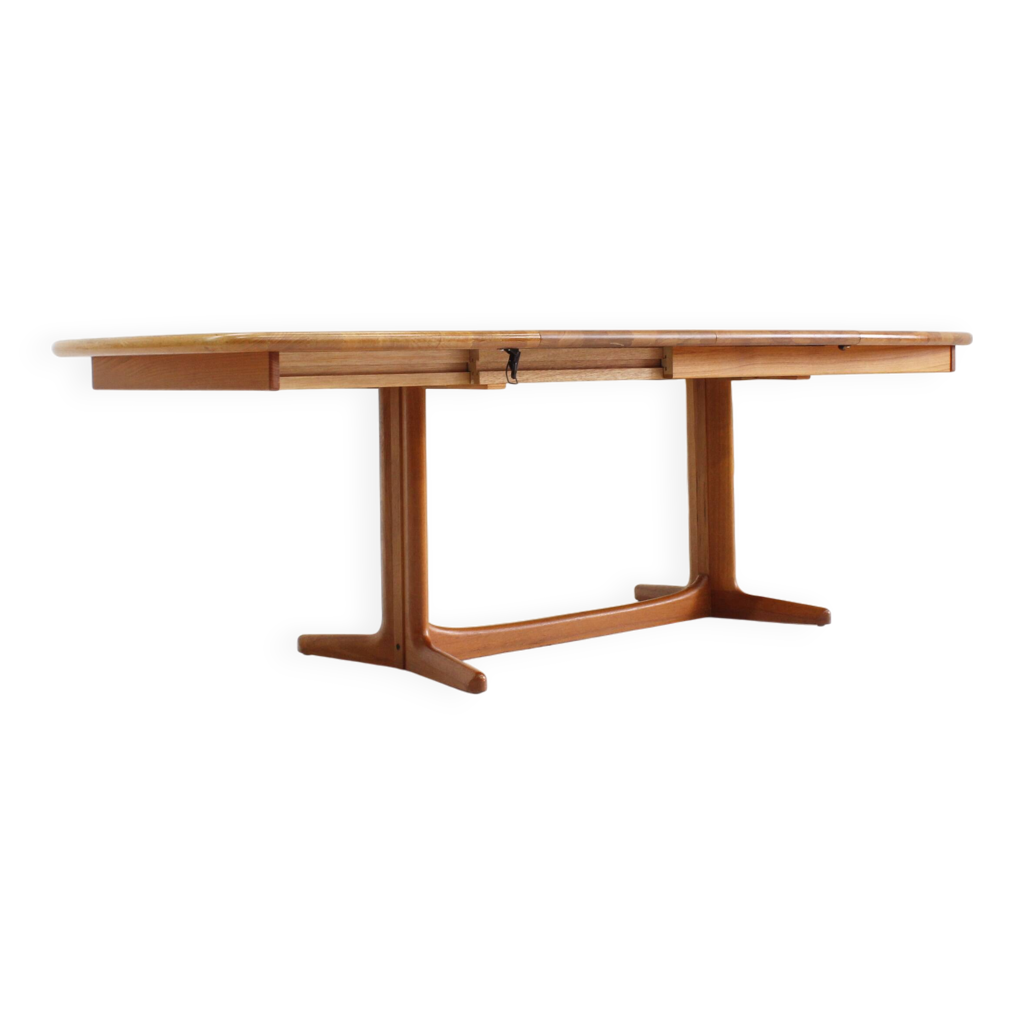Table à manger ovale extensible vintage danoise en teck massif des années 1960 | Selency