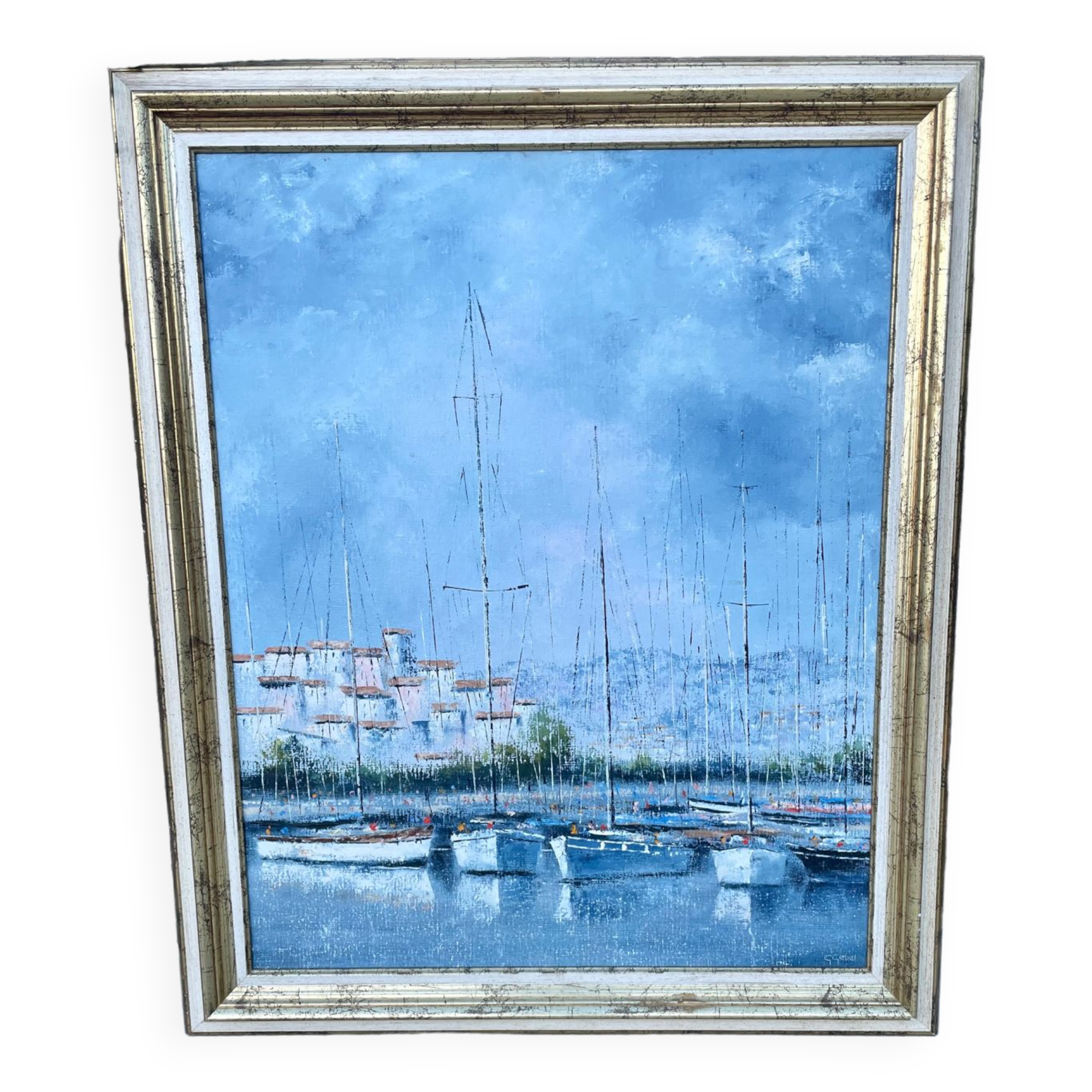 Tableau « rade en corse « » signé gérard gebel | Selency