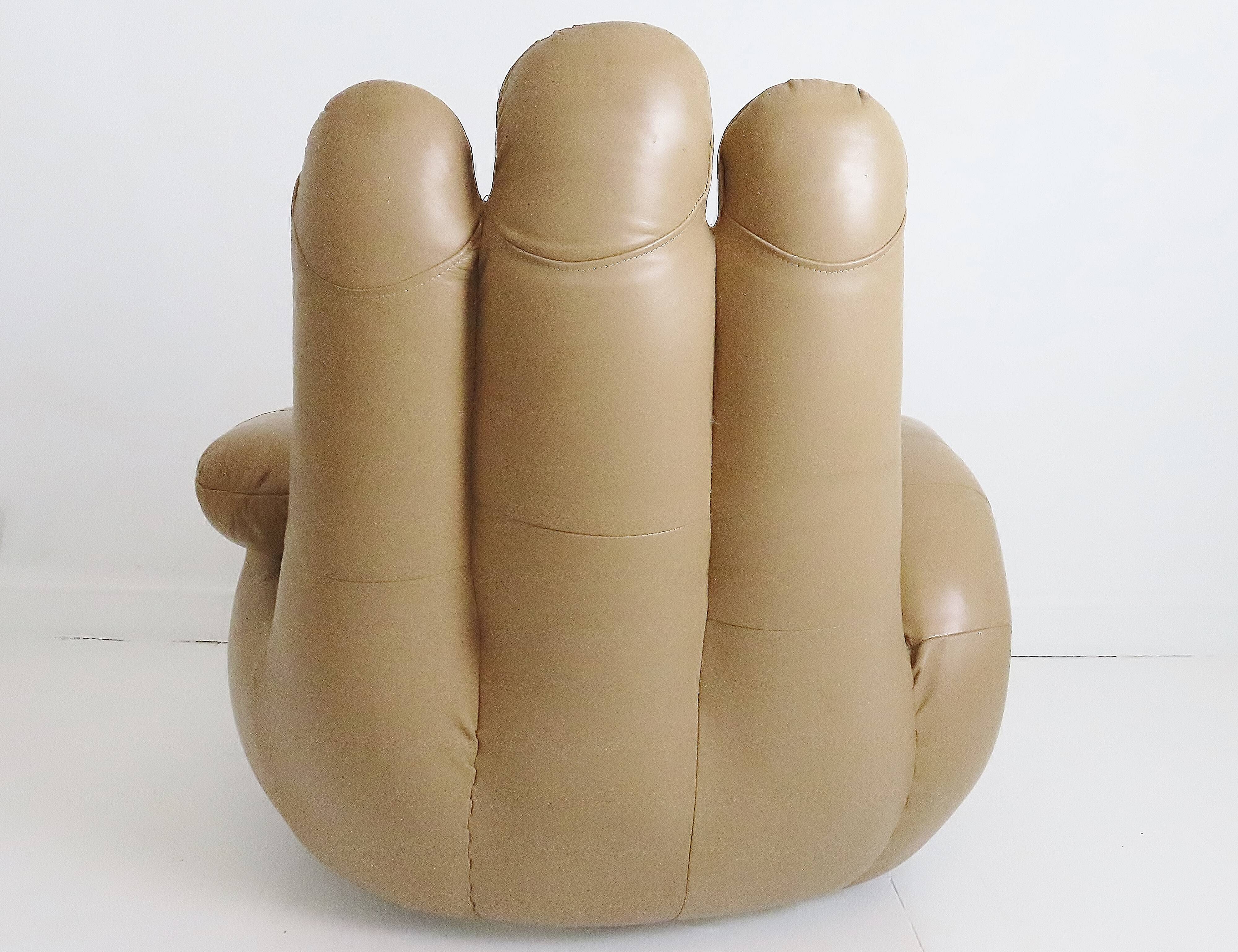 Vintage Pop Art Leather Hand Chair | Selency