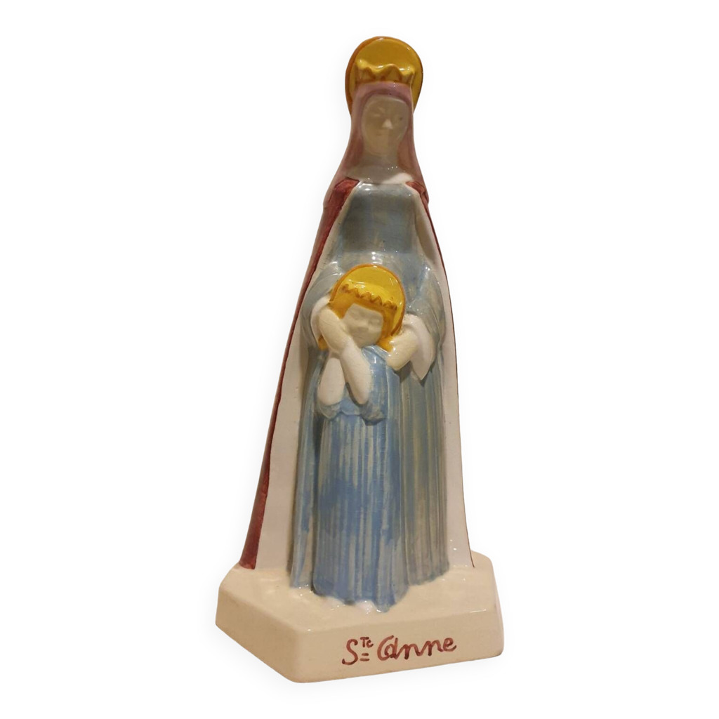 Statuette Saint Anne en faïence de Quimper par Annie Mouroux | Selency