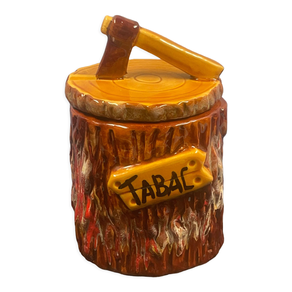 Pot a tabac céramique vallauris tronc d'arbre et hache 60 | Selency