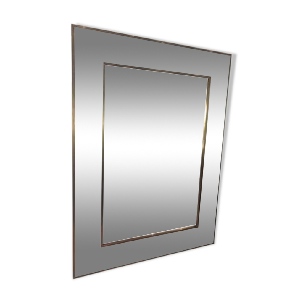 White rectangular mirror and brass by Alain Delon for Maison Jansen ...