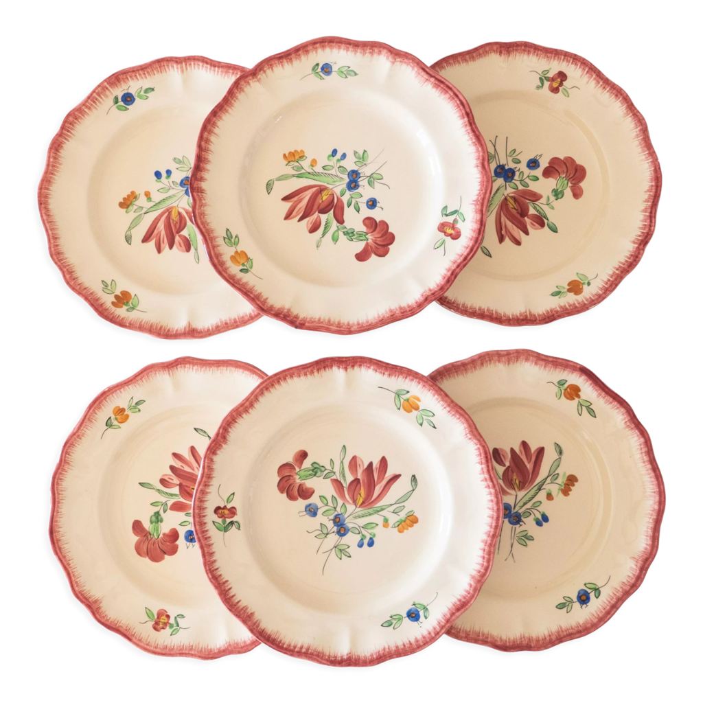 6 assiettes plates anciennes Longchamp collection Trianon | Selency