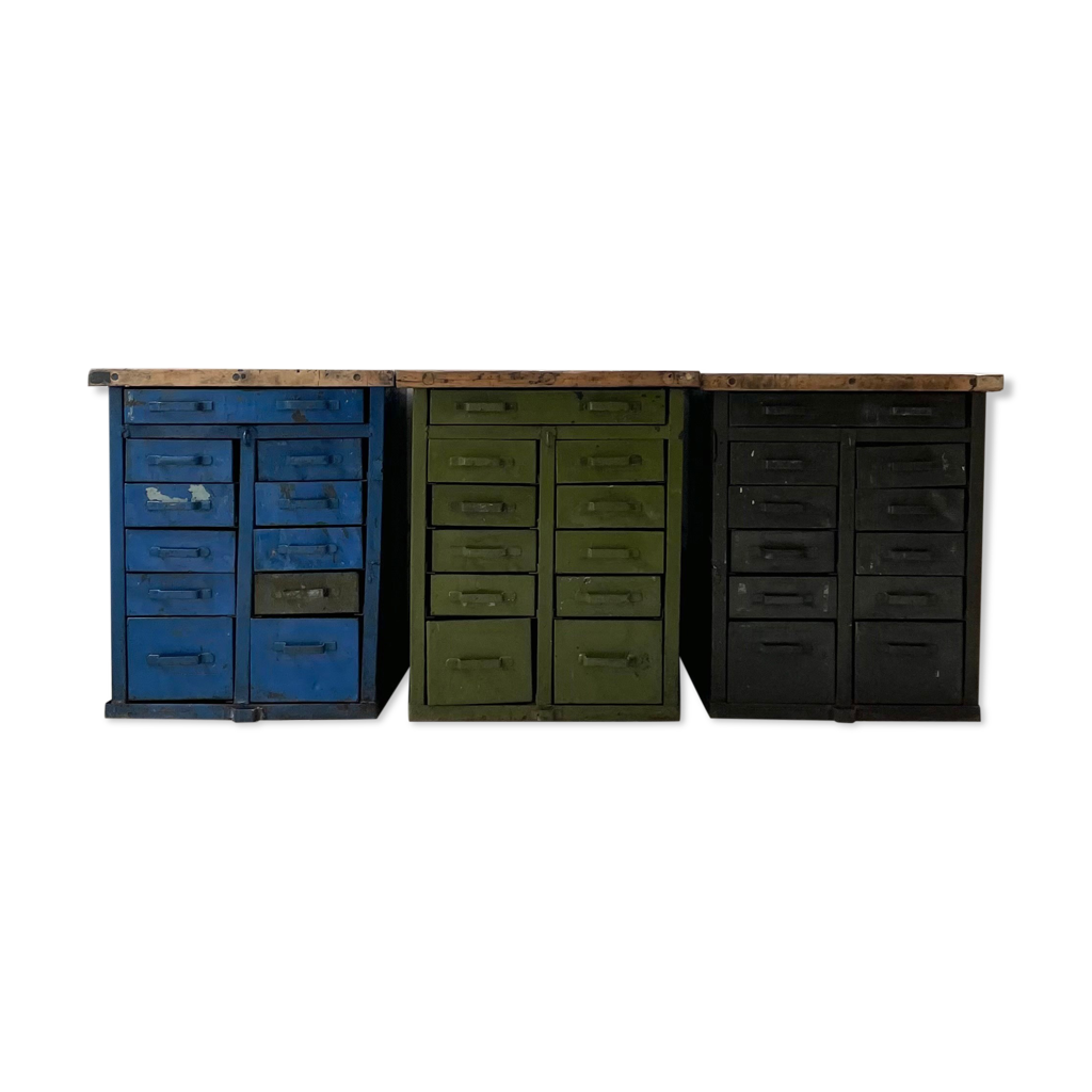 Meuble établi rangement militaire industriel vert | Selency