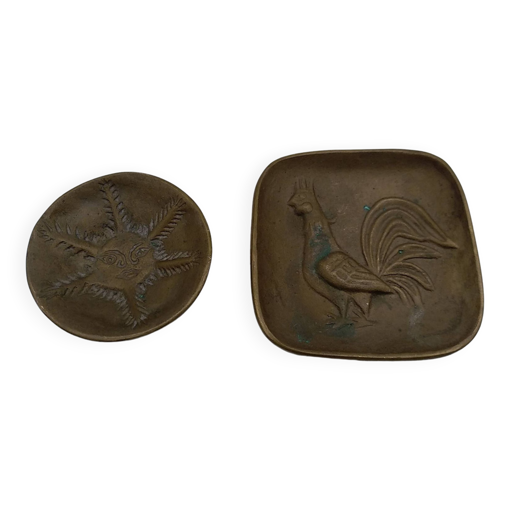 Cendriers ou petits vide poche en bronze signé du céramiste Quimpérois ...