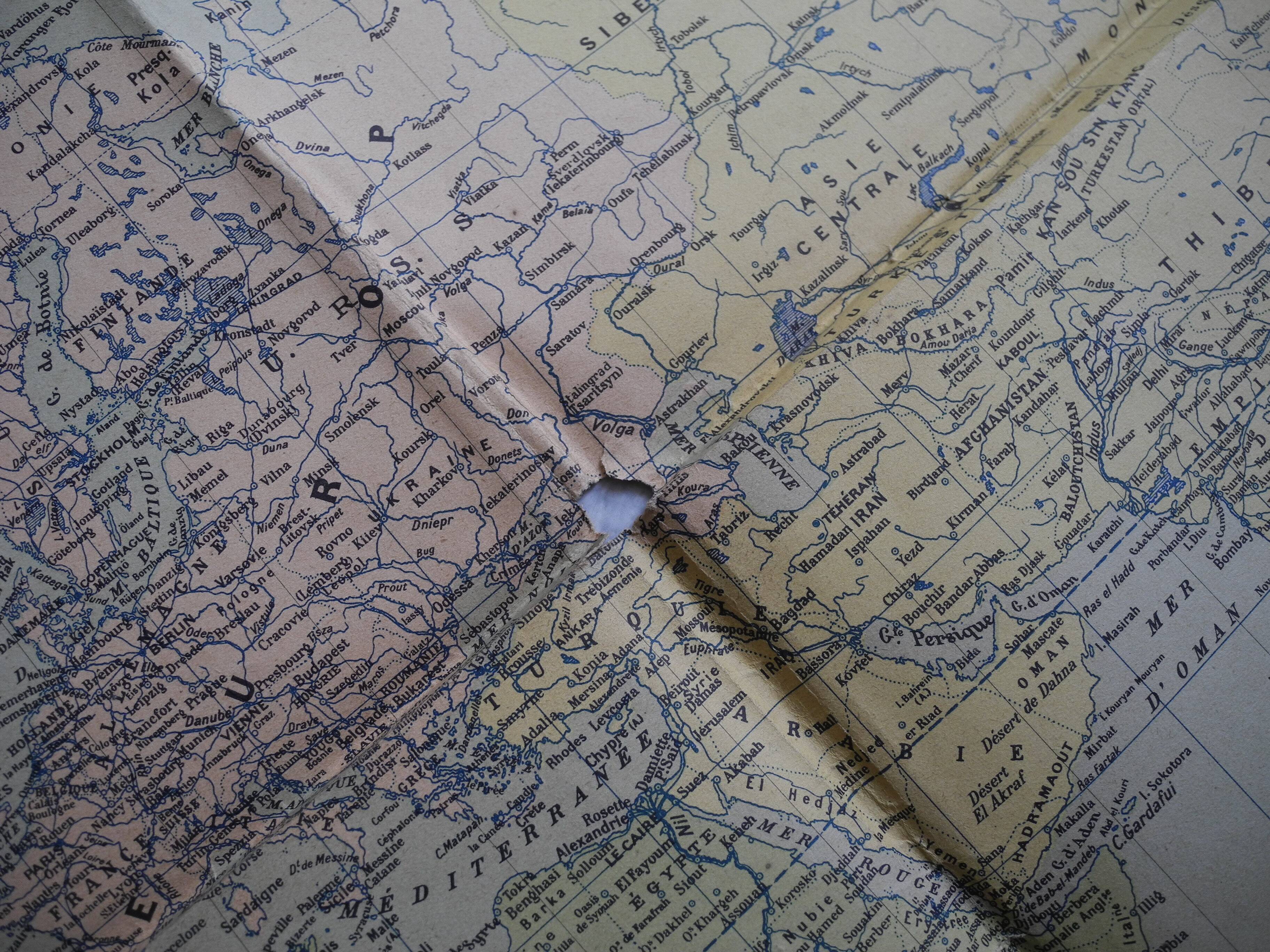 Planisphere map time zones blondel paris old french map time zone 30s ...