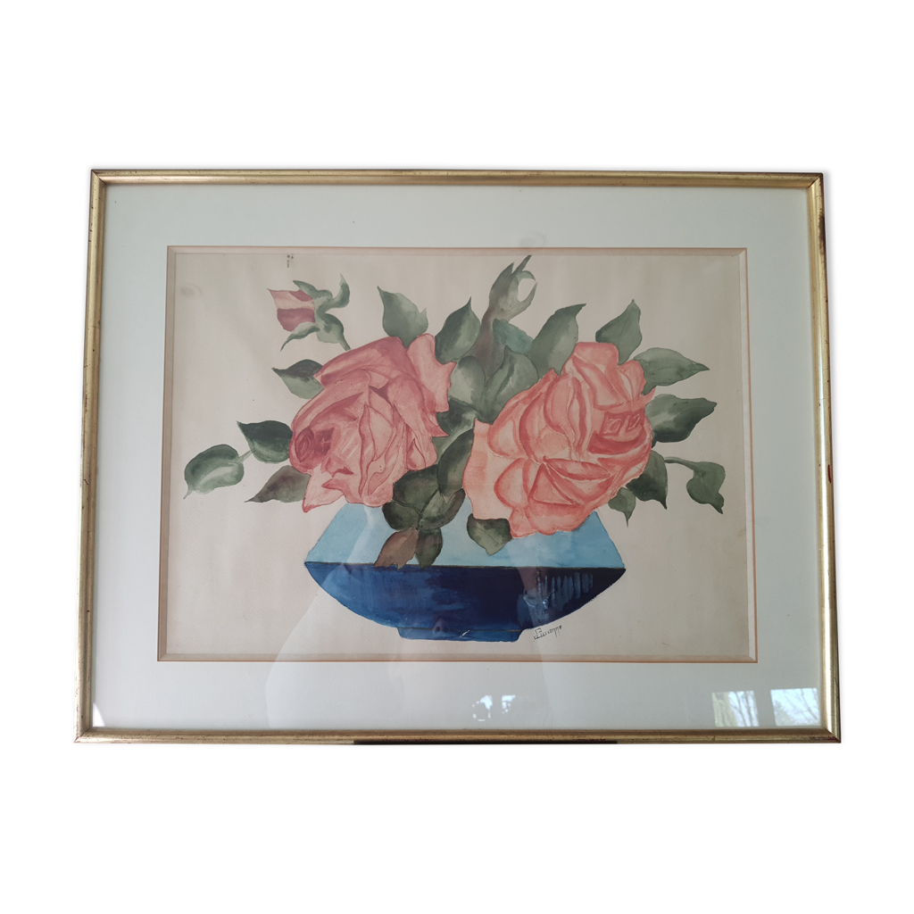 Tableau art deco bouquet de roses | Selency