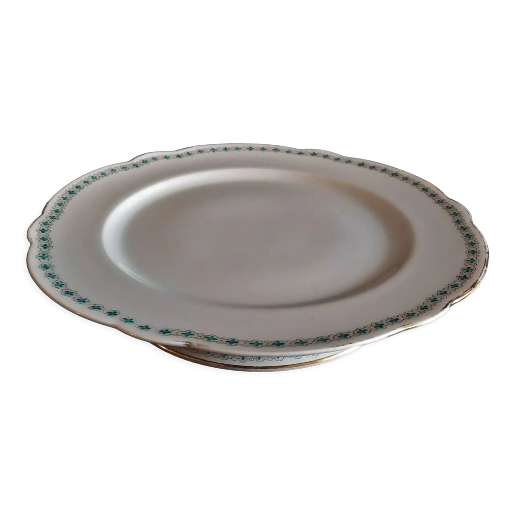 Plat à entremet en porcelaine de Paris vieux Paris décor vert XIXème ...