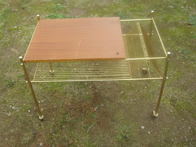 Table sur roulettes pour électrophone et range disques vinyle, années ...