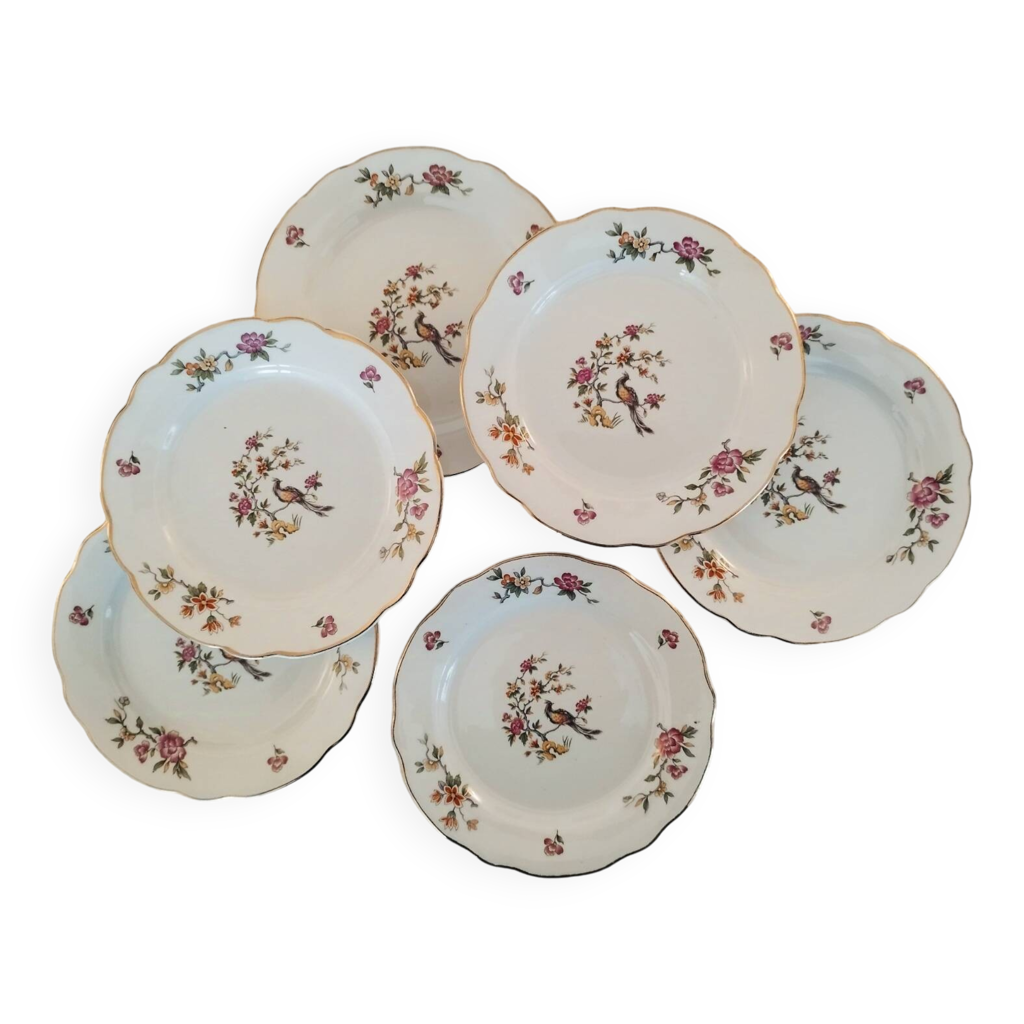 Assiettes à Dessert en Porcelaine Opaque Digoin Sarreguemines Modèle ...