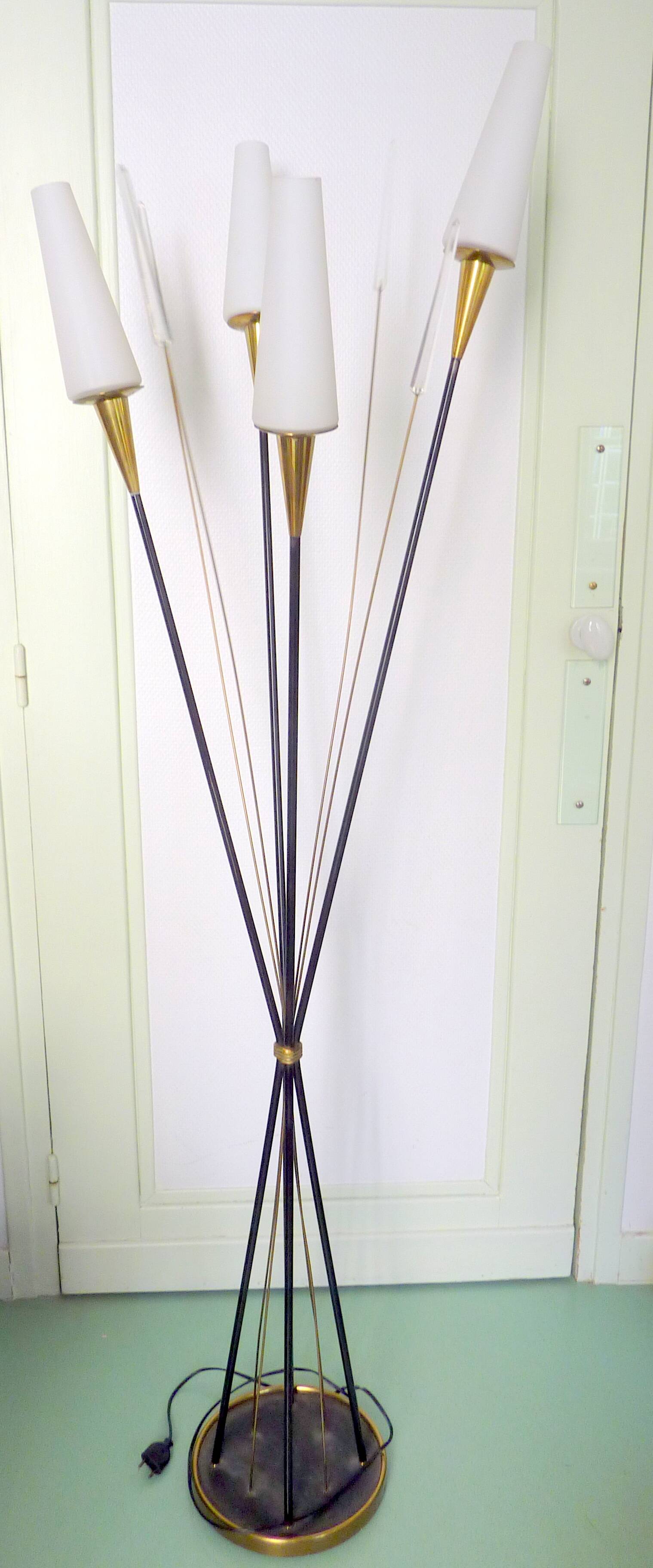 Lampadaire Lunel par René Mathieu modèle roseau | Selency