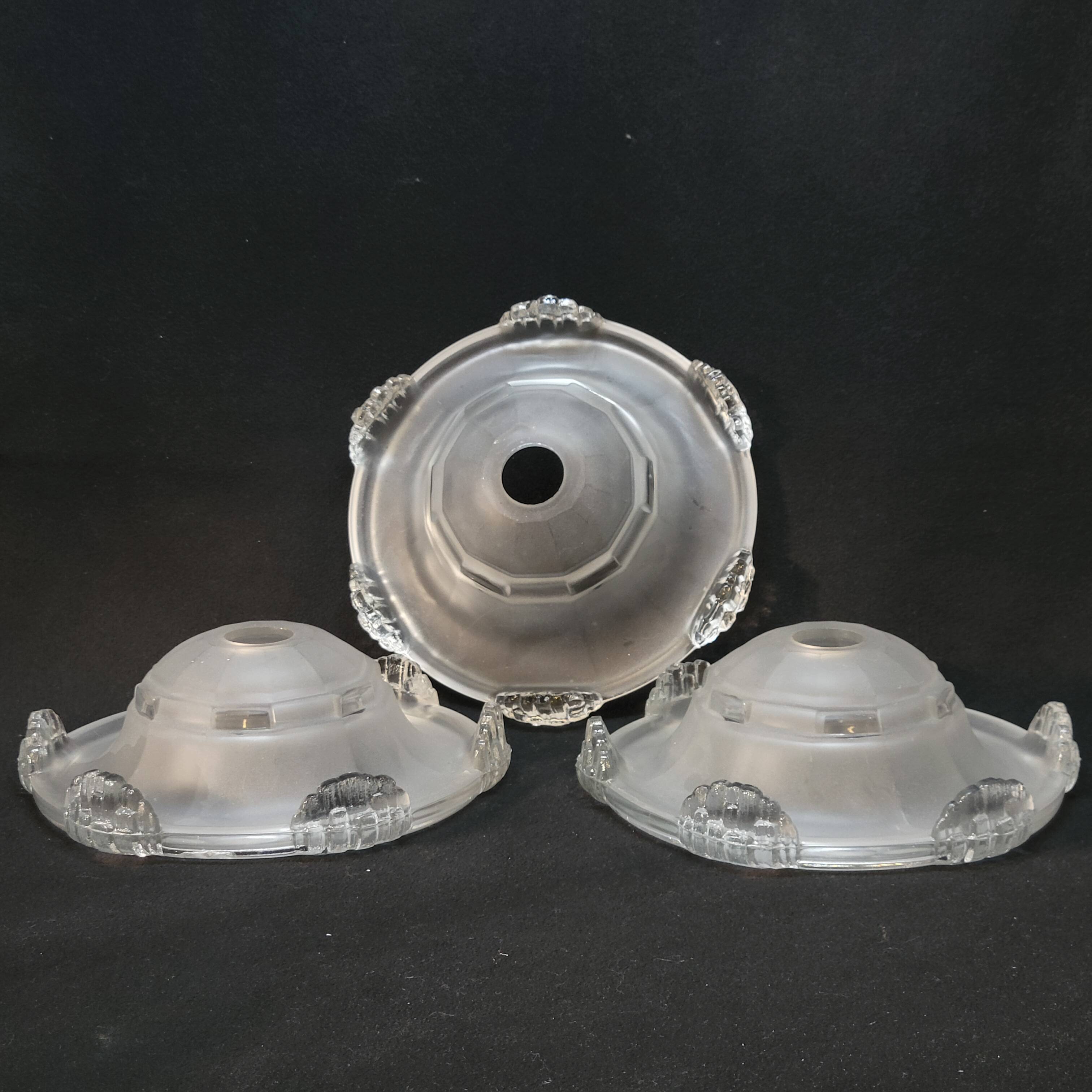 3 tulipes abat-jour en verre moulé art déco ezan? pour lustre lampe ...