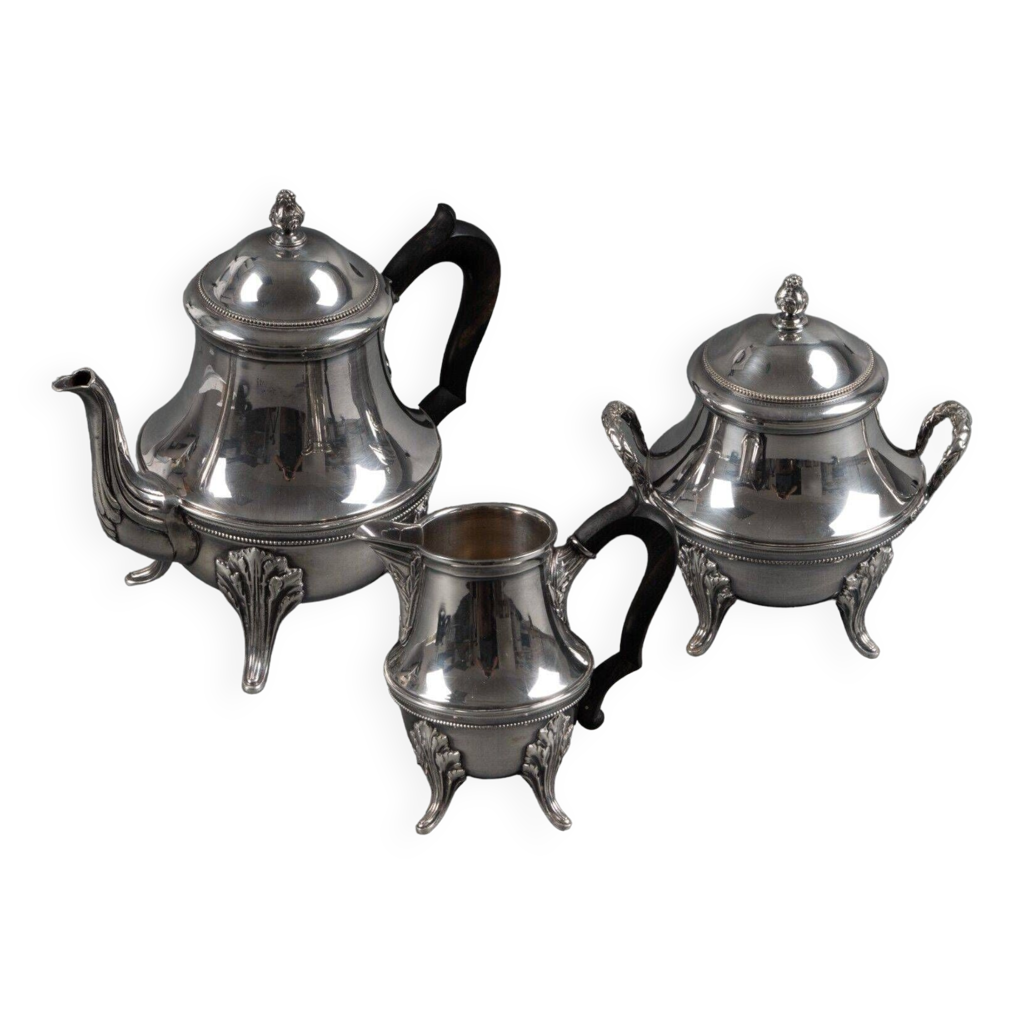 Service à café en métal argenté décor de style Louis XVI fin XIXe | Selency