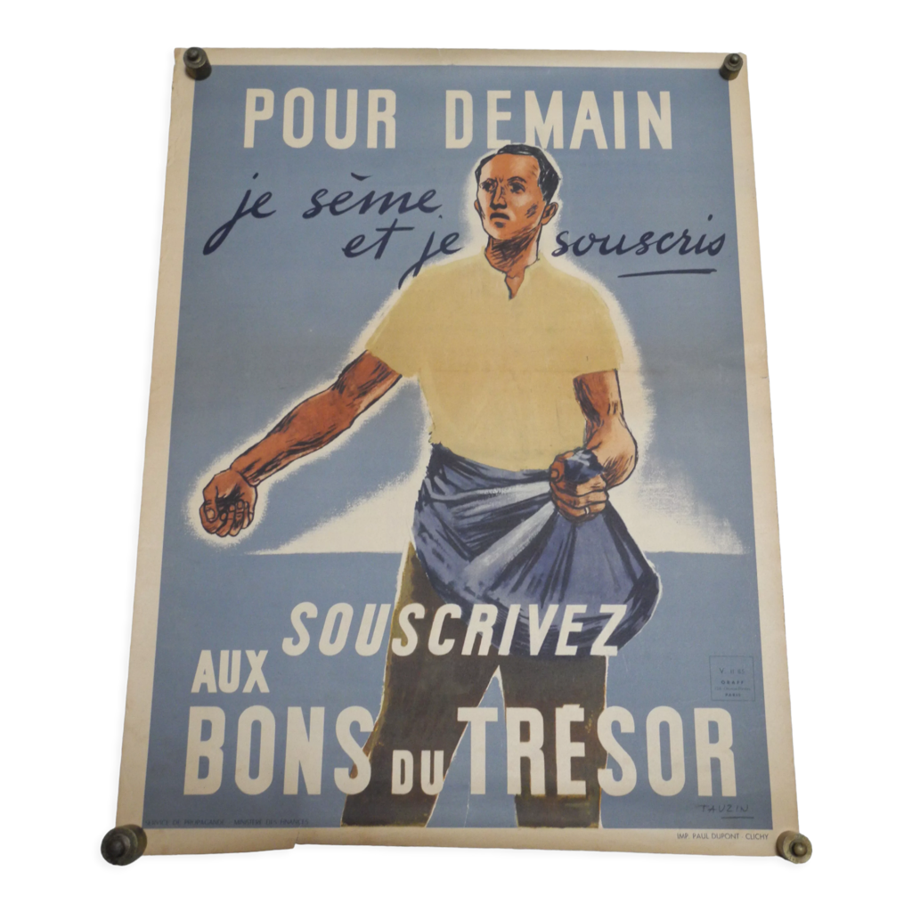 Affiche ancienne Tauzin soucription ww2 french poster Plakat poster ...