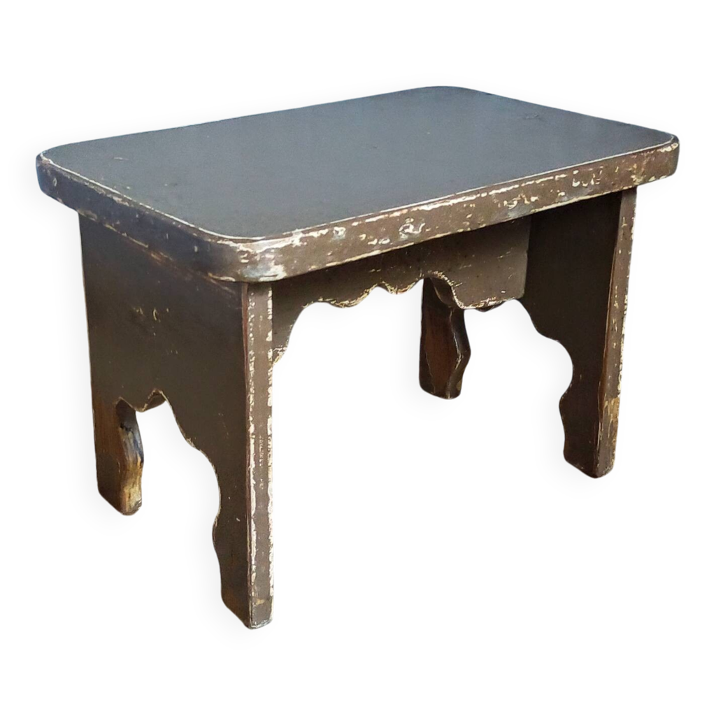 Tabouret mini-banc en bois massif ancien patiné | Selency
