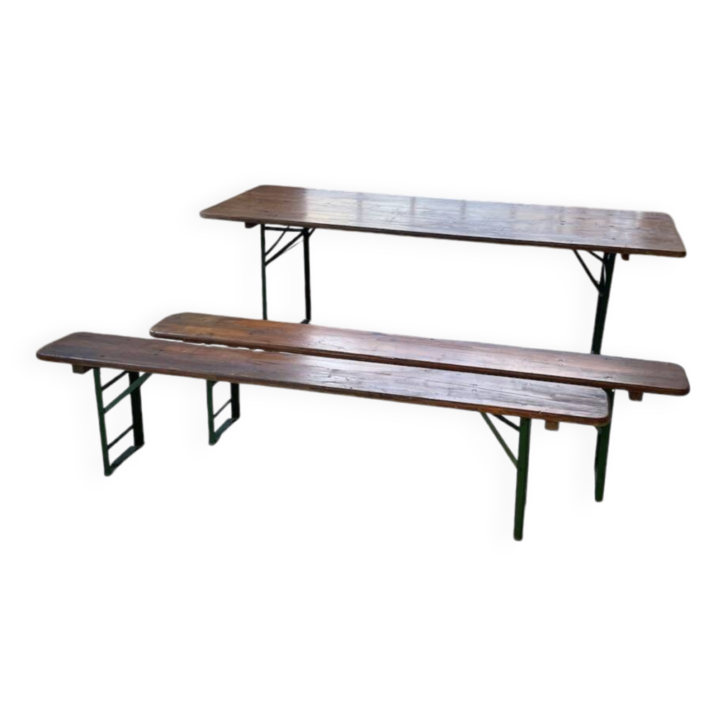 Table de guinguette et ses 2 bancs | Selency