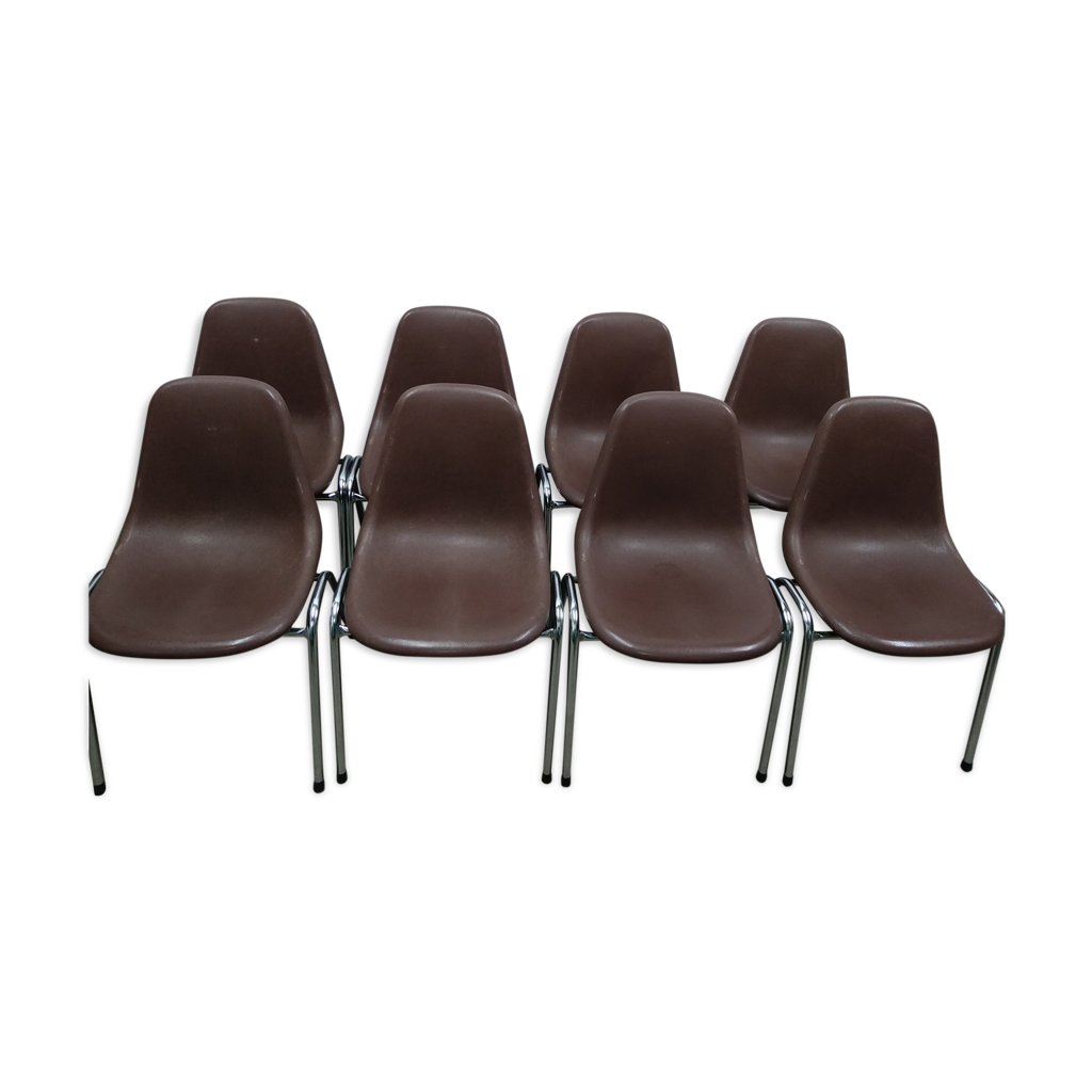 Ensemble de 8 chaises Orly design by Pollak 1975 vintage | Selency