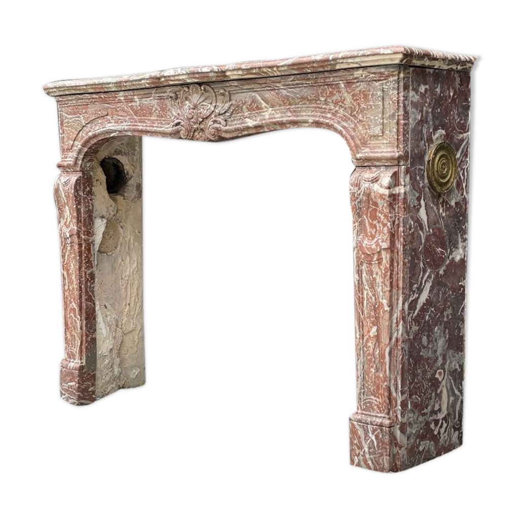 Cheminée Louis XV en marbre rouge de Rance, XVIIIème Siècle | Selency