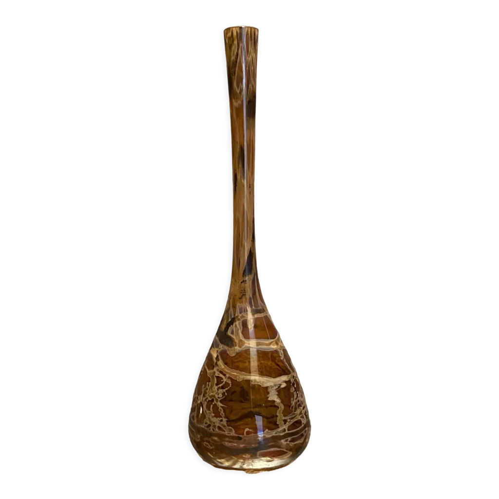 Vase soliflore en verre teinté à décor marbré Murano Venise | Selency