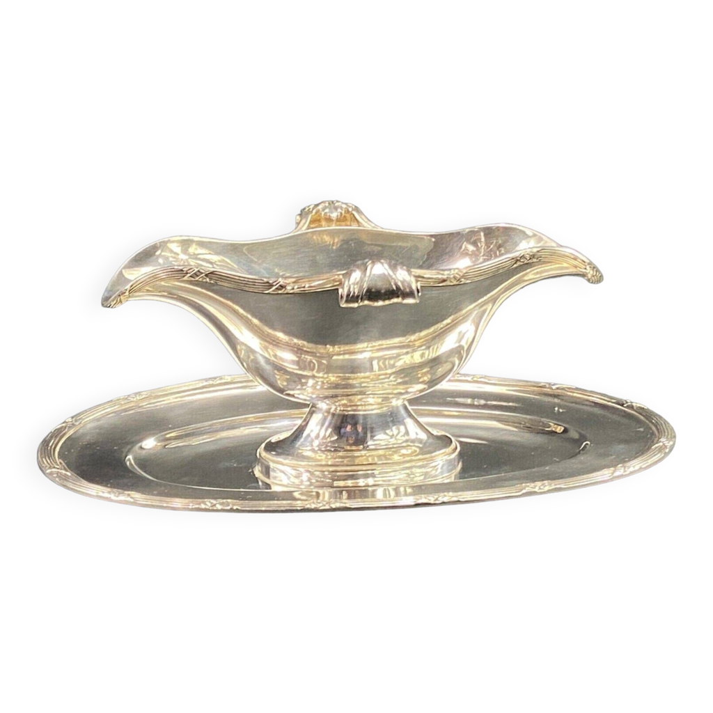 Grande saucière en métal argenté de style Louis XV | Selency