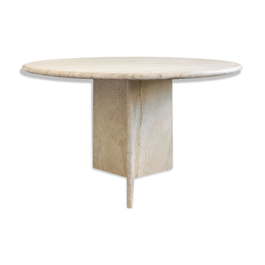 Table à manger ronde en travertin des années 70 | Selency