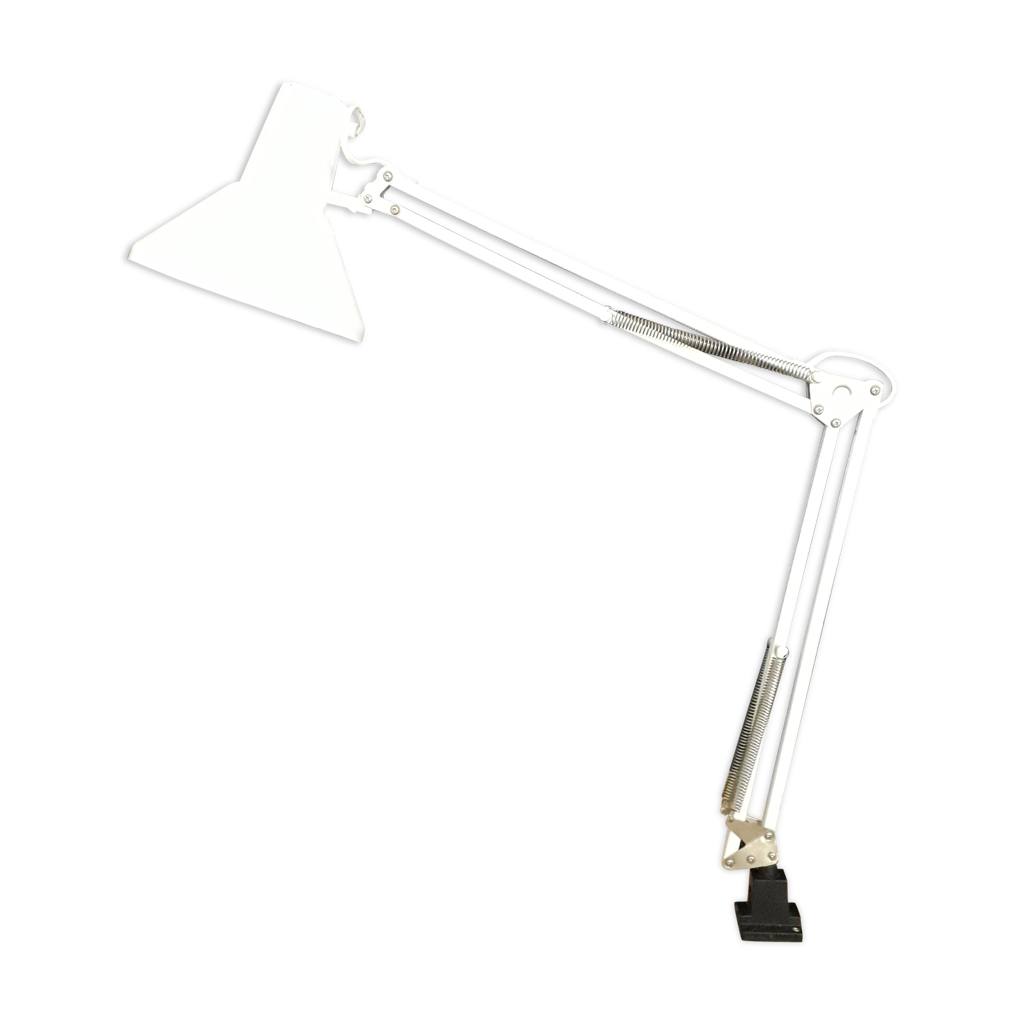 Lampe articulée d'architecte massive métal laqué blanc- 1980 | Selency
