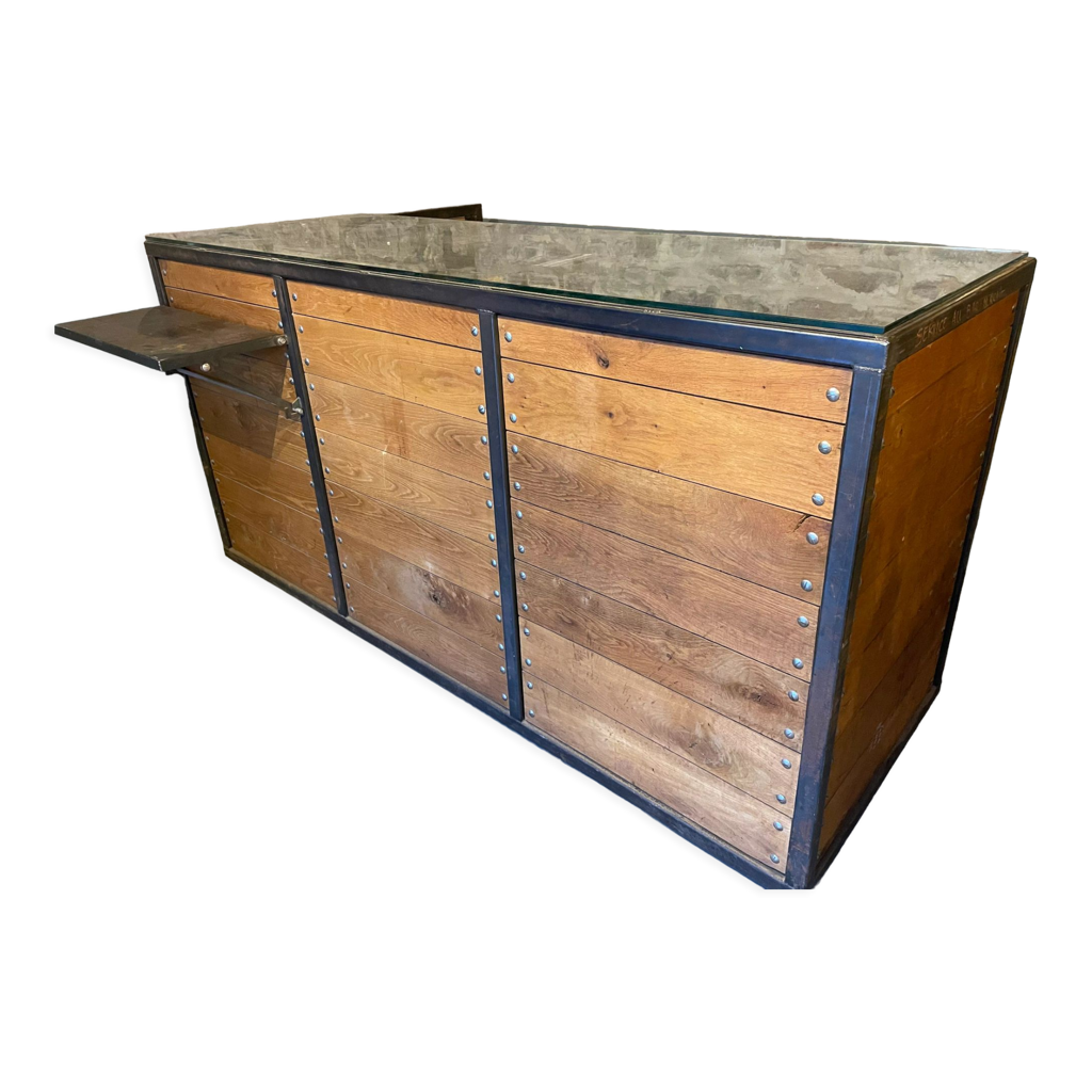 Comptoir chêne massif et acier industriel | Selency