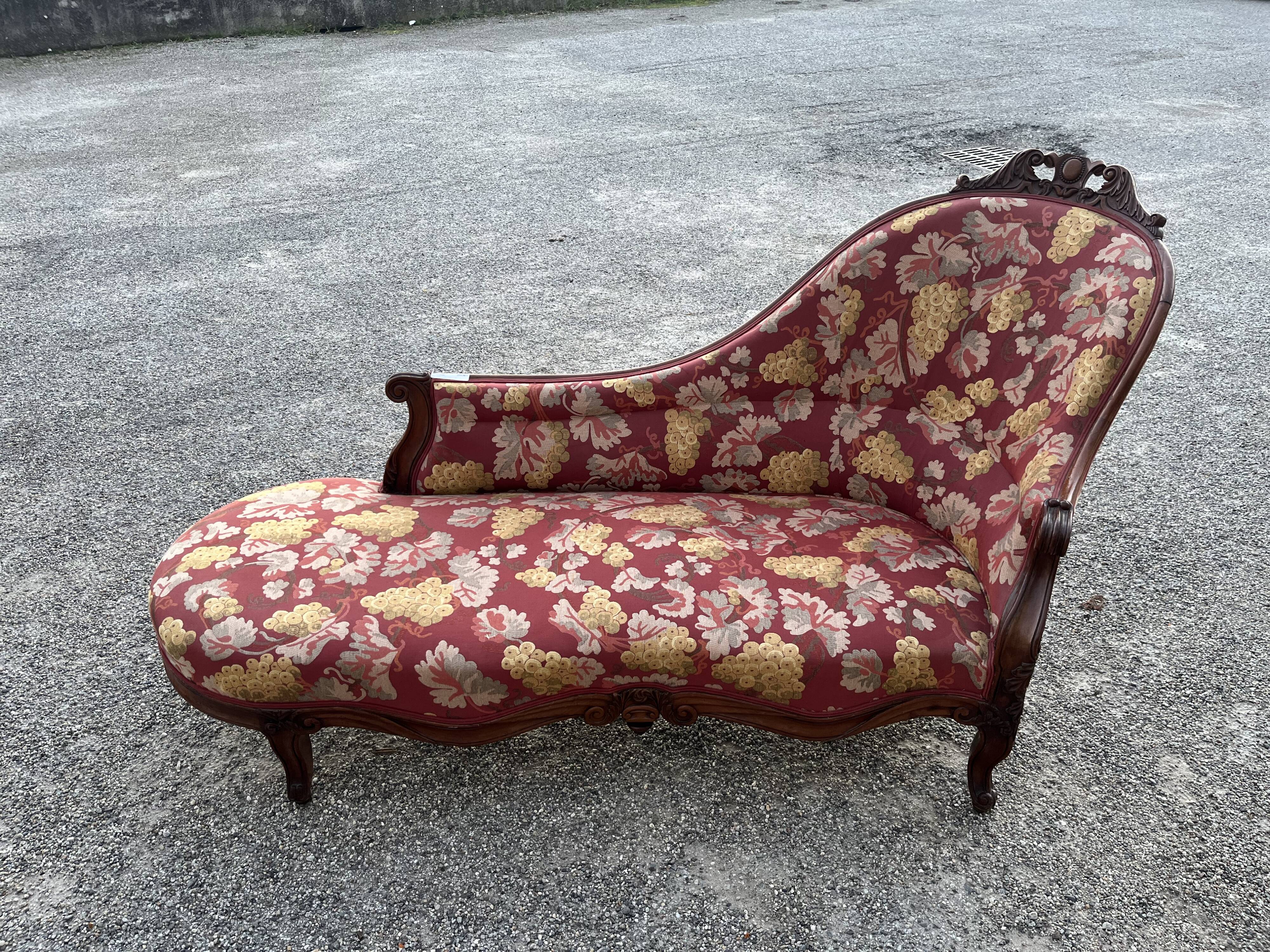 Méridienne style Louis XV tissus grappe raisin | Selency