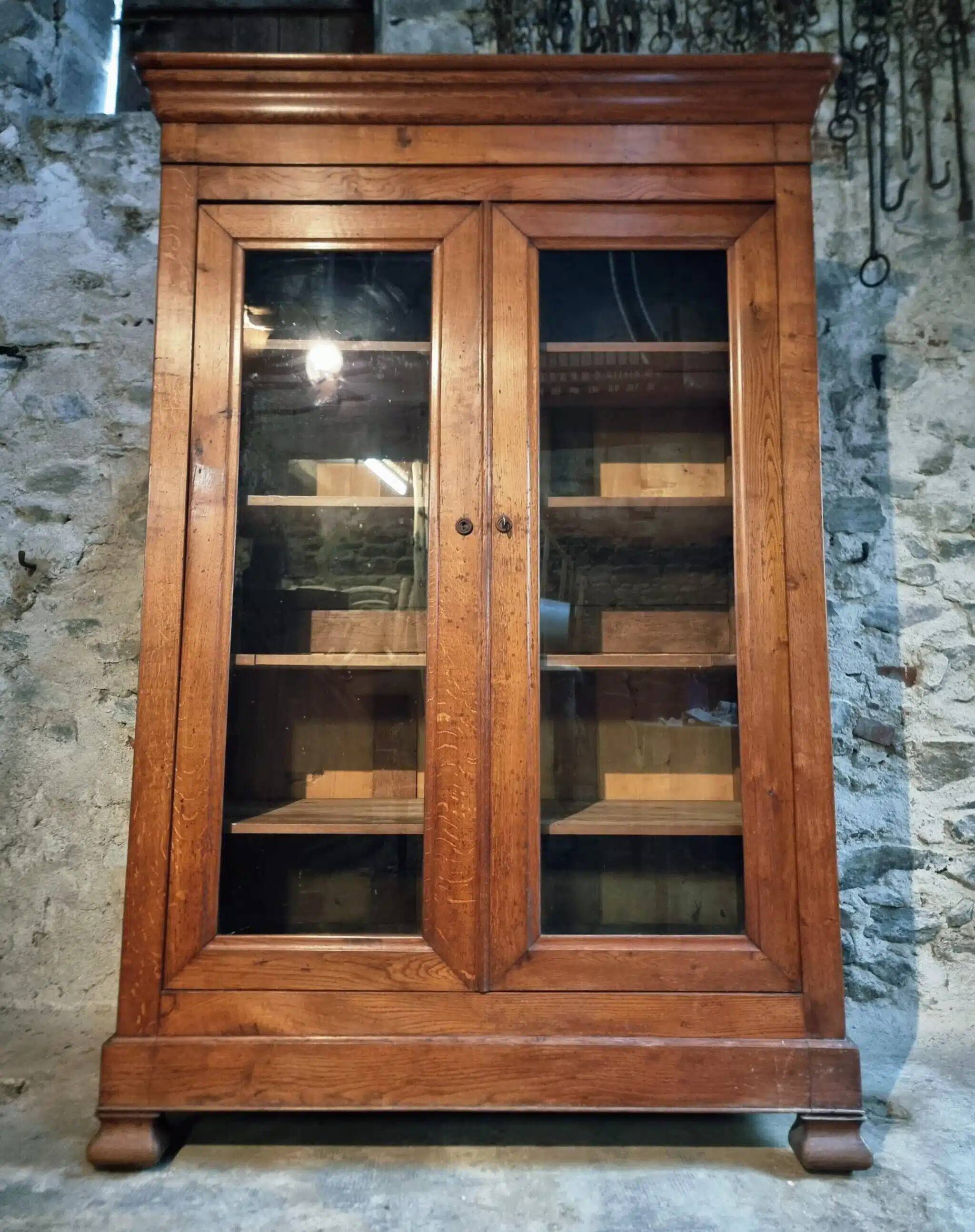Louis-Philippe style French oak display case, 19th century library from ...