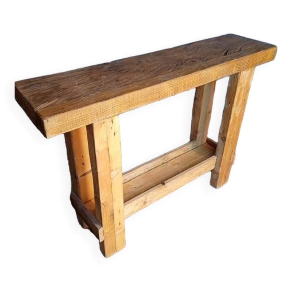 Console brutaliste 120 cm bois massif | Selency