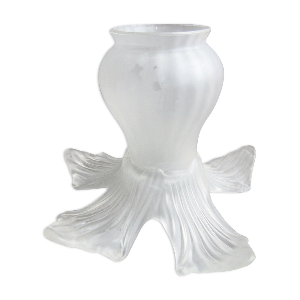 Tulipe art déco, pâte de verre incolore fleur à 5 pétales nervurés ...