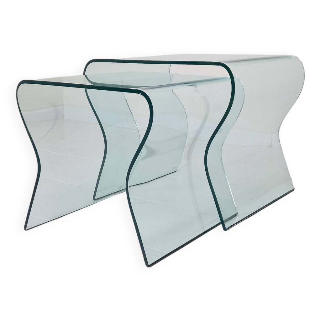 "Tango" Glass Nesting Table Set by Fabio Di Bartolomei for Fiam Italia ...