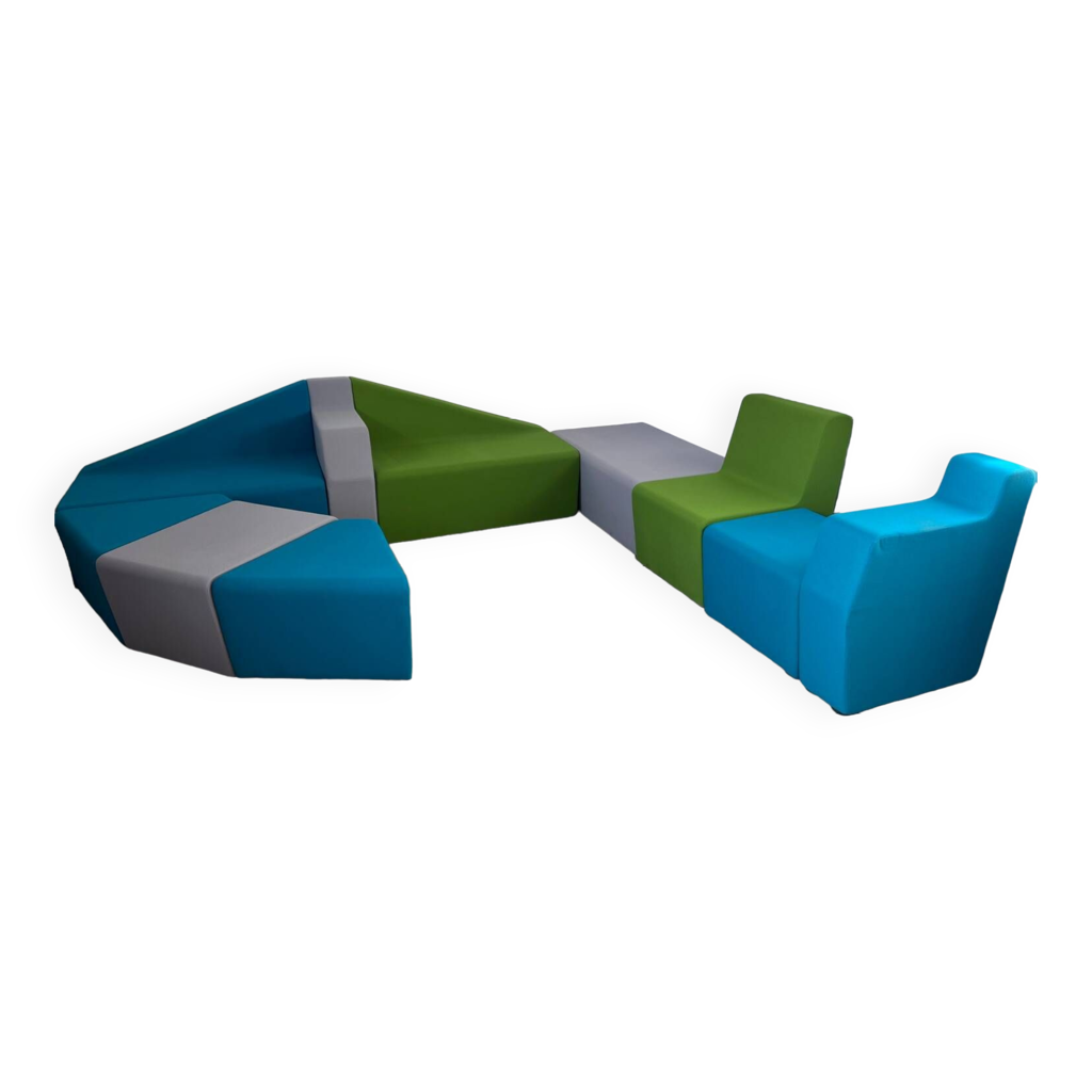 Geometric modular design sofa set 10 pieces modern colors | Selency