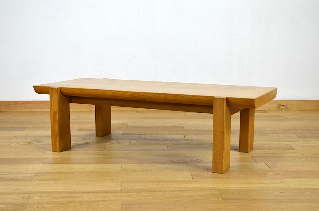 Table basse vintage en orme de Luigi Gorgoni édition roche bobois 1980 | Selency
