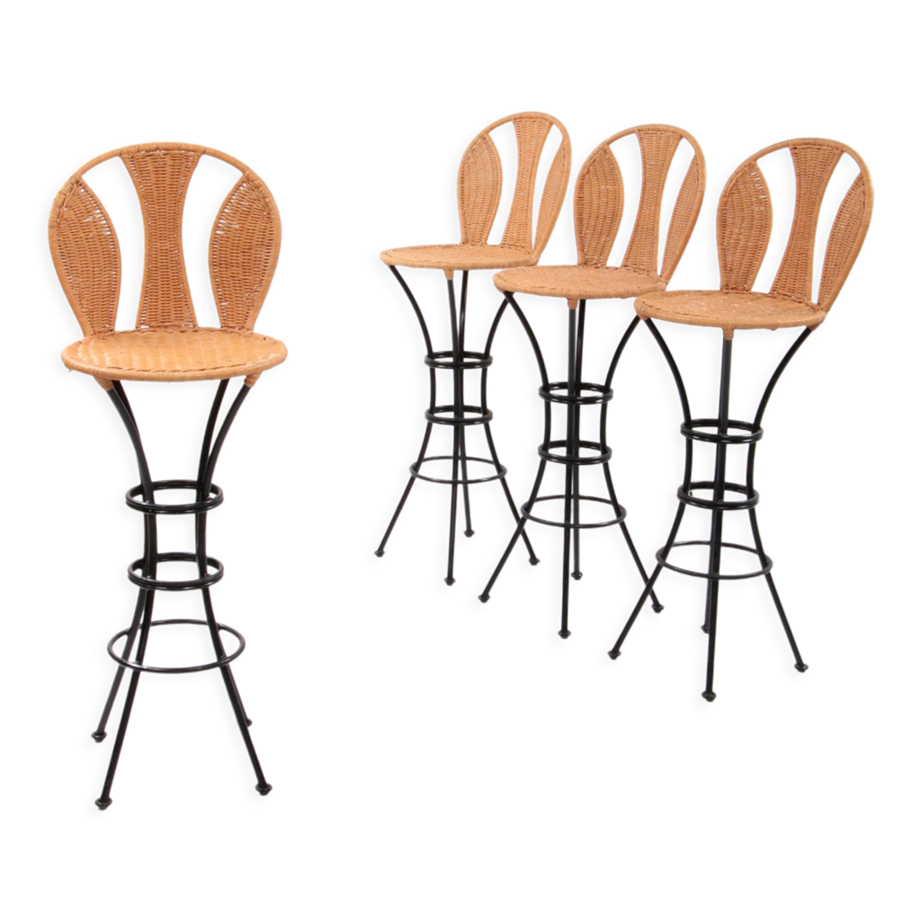 Ensemble de 4 tabourets de bar italiens des années 1970 | Selency