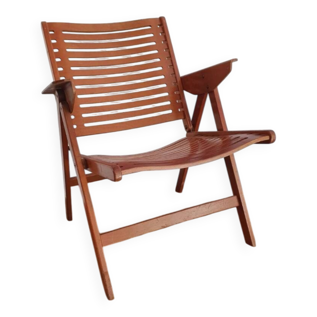 Fauteuil pliant REX DU DÉSIGNER Niko KRALJ 1950'S Pieds compas | Selency