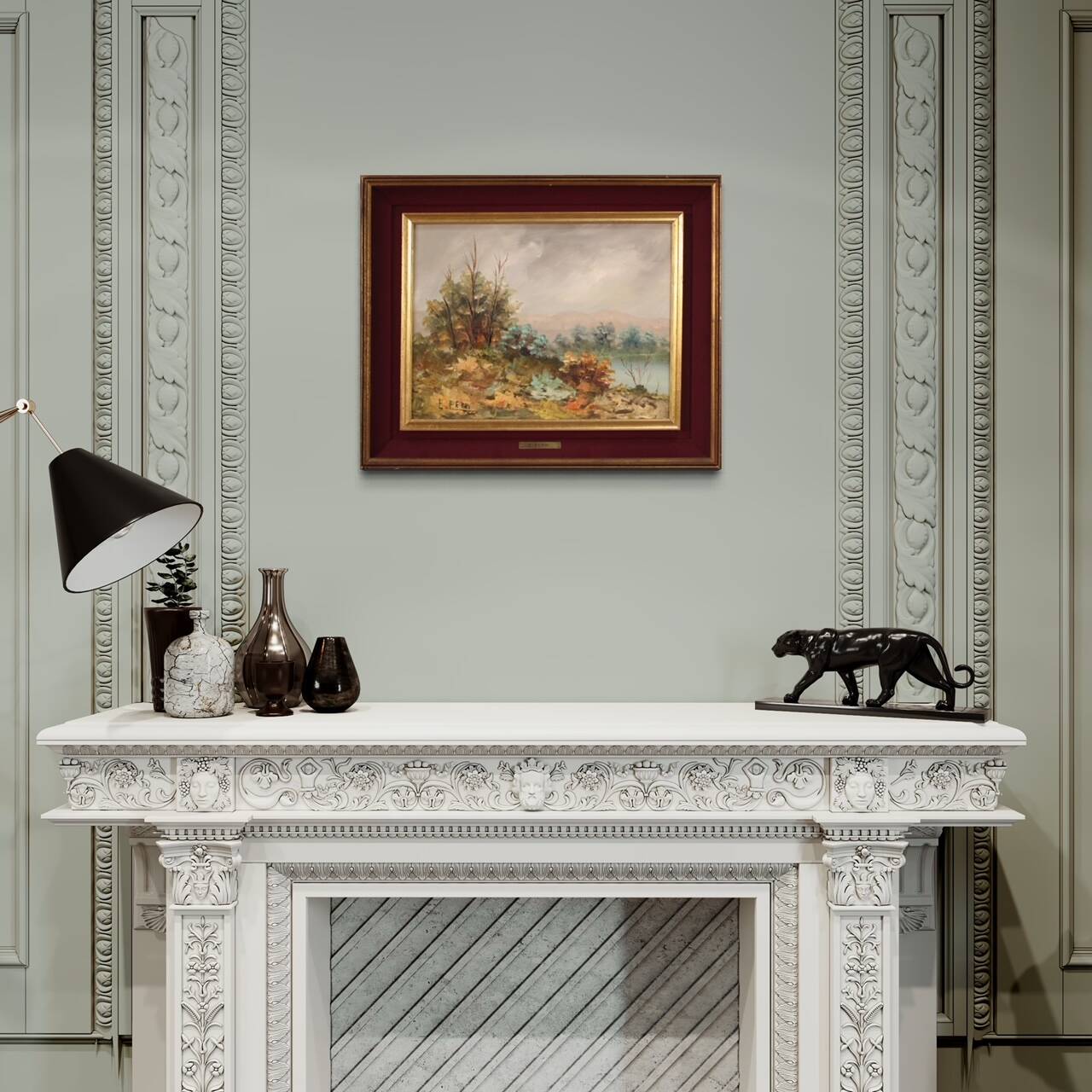 Tableau italien paysage impressionniste signé E. Ferri | Selency