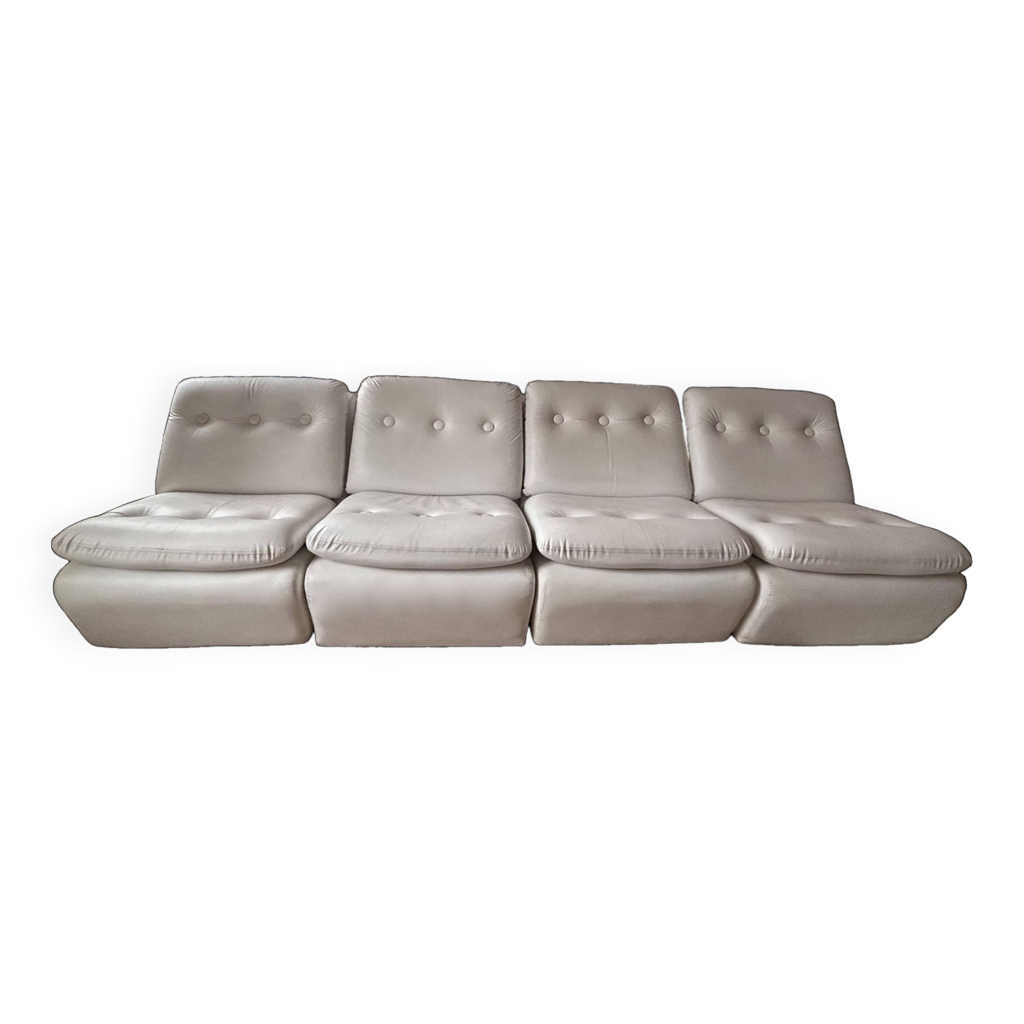 Canapé modulable vintage, blanc cassé, France 1970 | Selency
