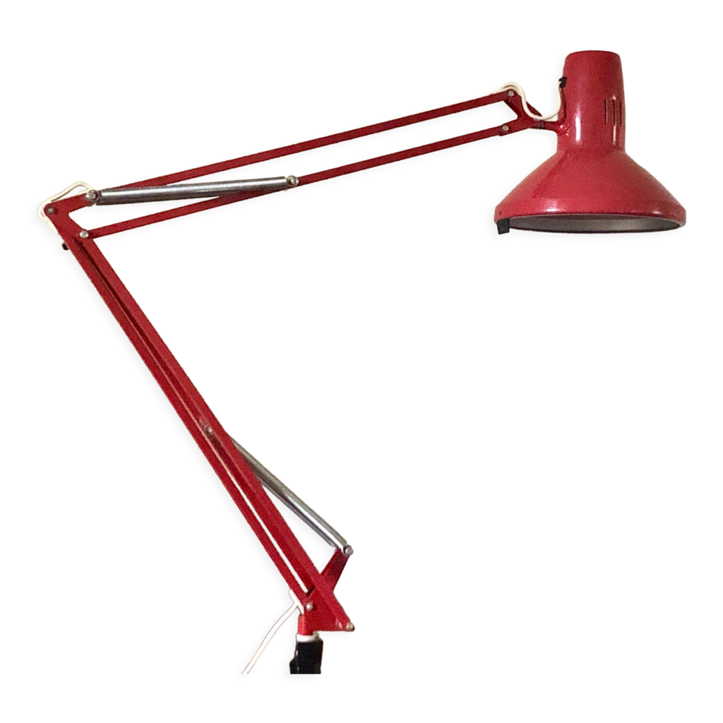 Lampe d'architecte Ledu rouge Suède 1970 | Selency