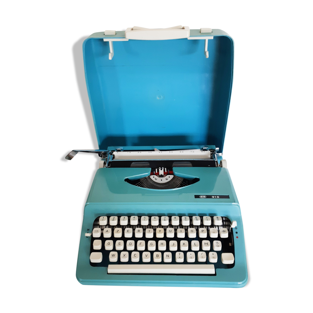 Machine à écrire portative vintage, bleue , BMB 310 | Selency