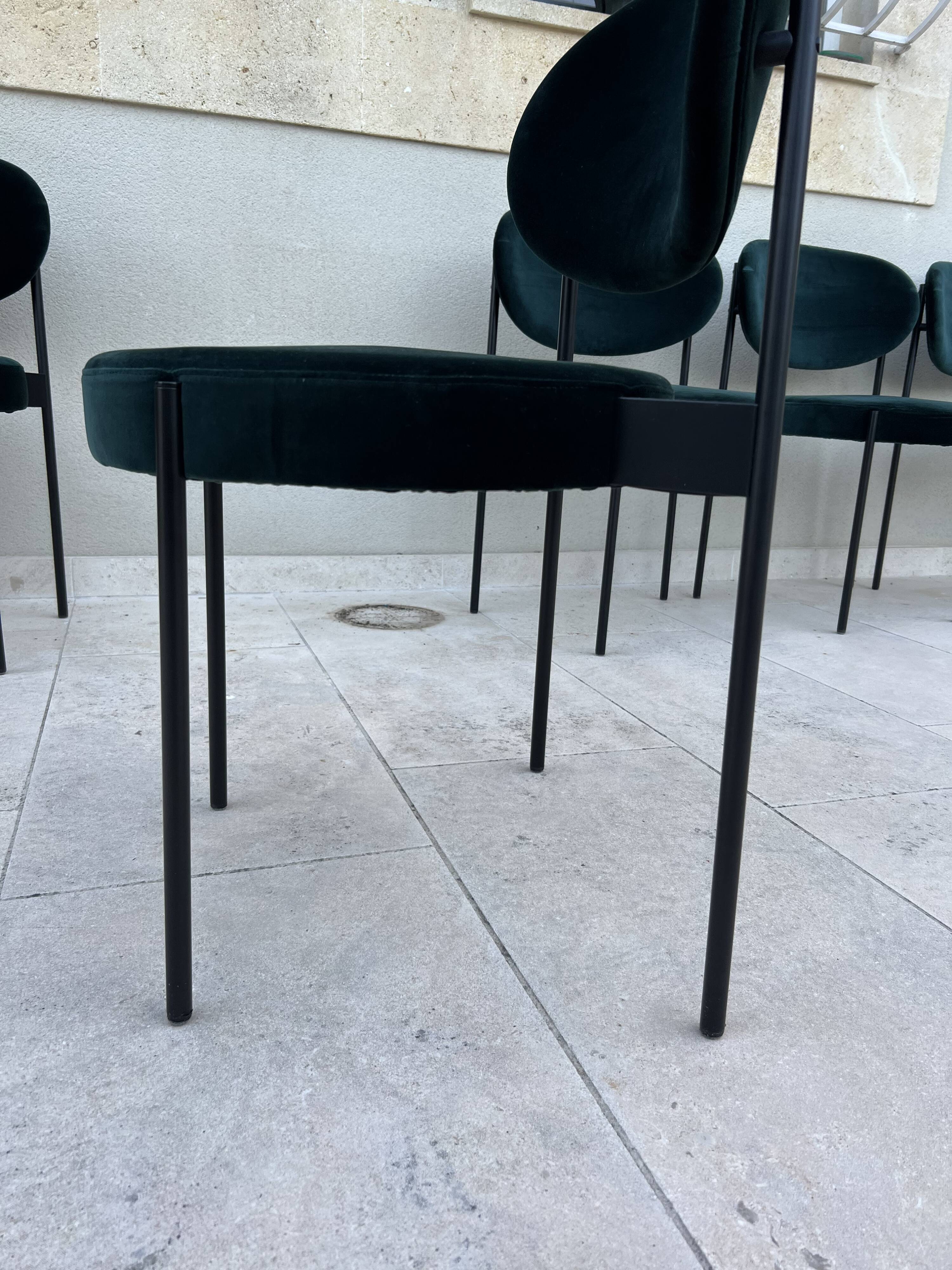 Verpan chair series 430, velvet harald 982 dark green, black frame ...