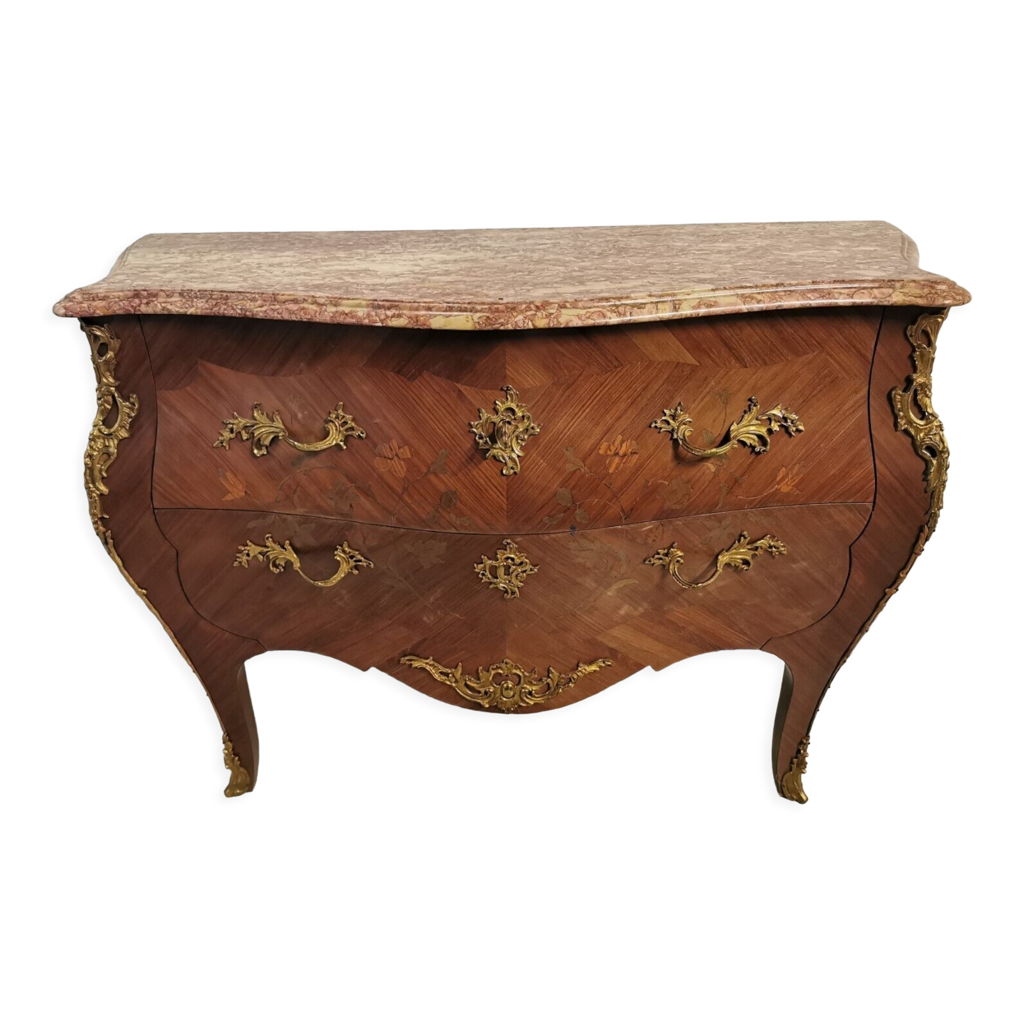 Commode galbée ancienne bois de rose plateau marbre debut xxe | Selency