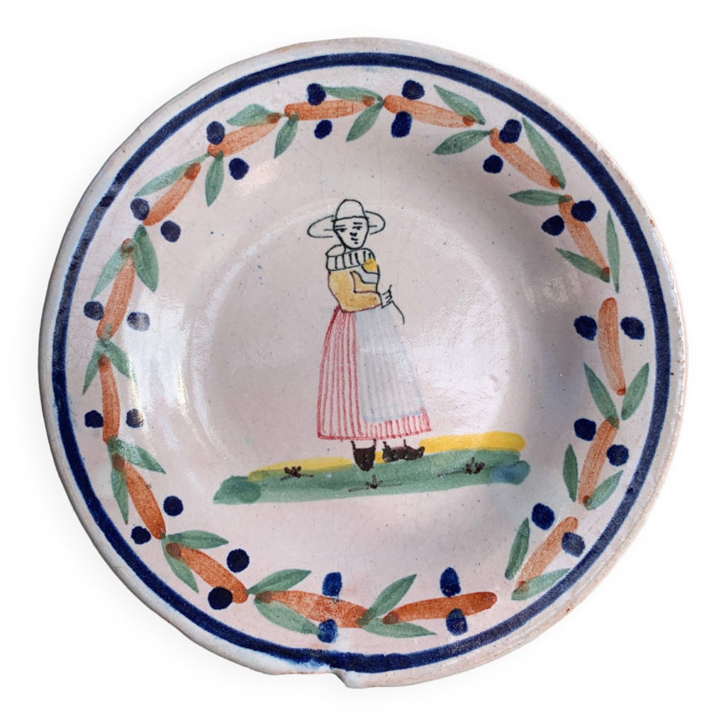 Mini assiette faïence Quimper signée PB | Selency