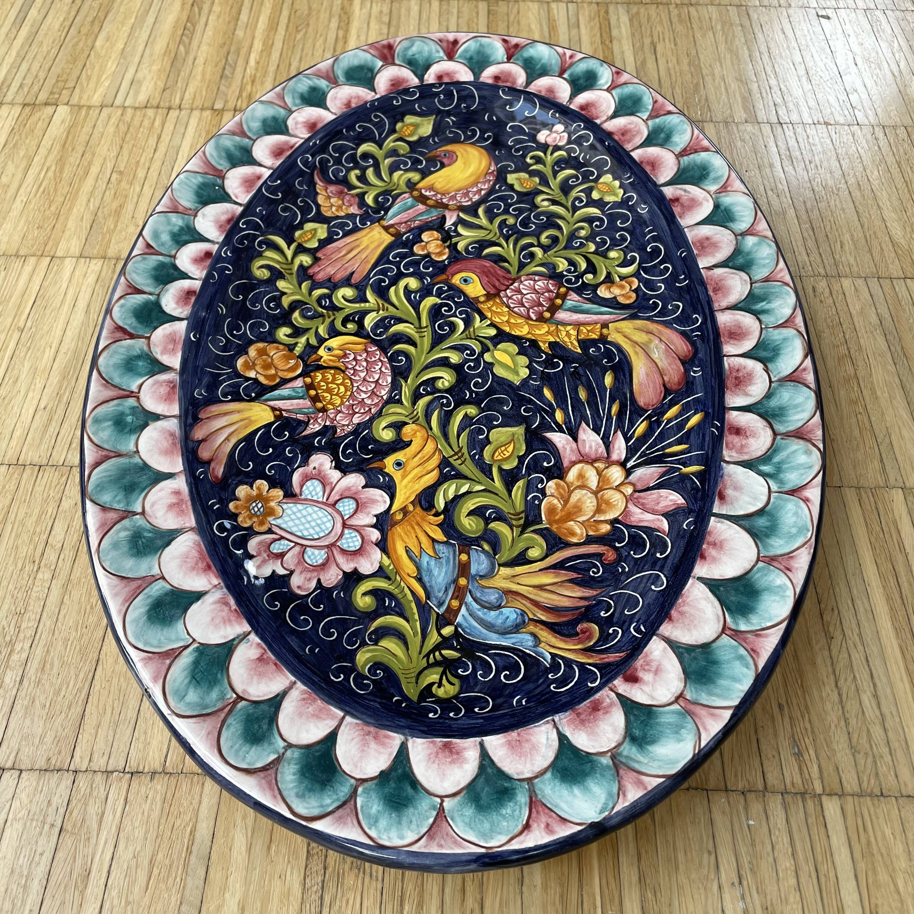 Grand plat décoratif de Baffoni Gubbio Italie | Selency