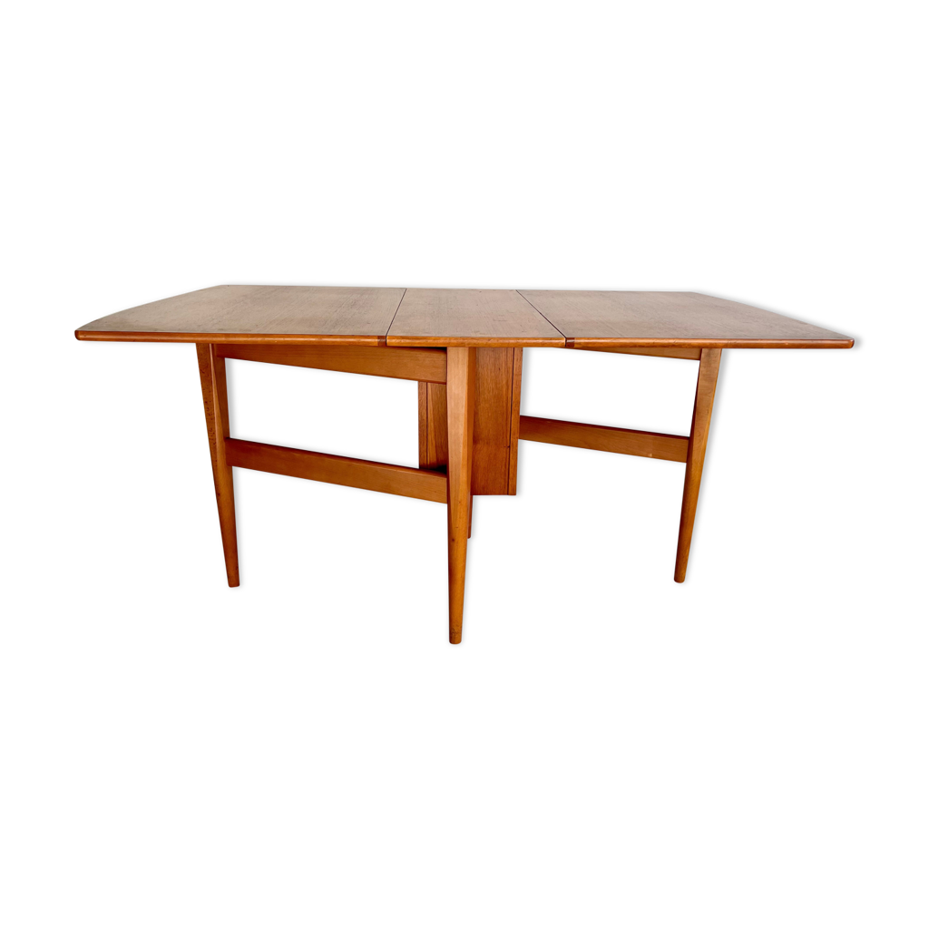 Table à manger en teck pliante Gateleg vintage | Selency