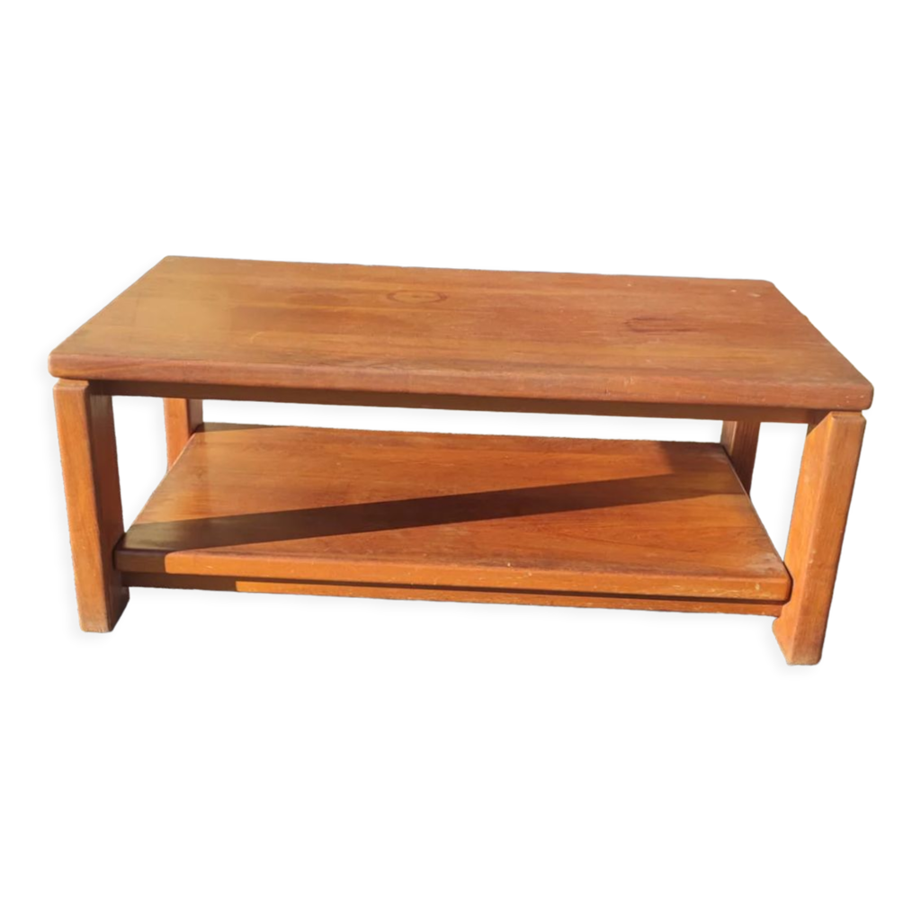 Table basse en orme massif vers 1960 | Selency