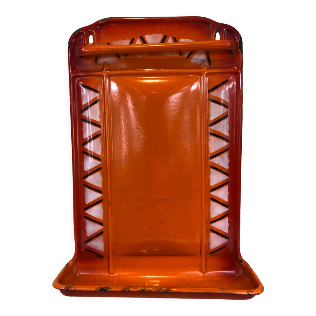 Porte louche en tôle émaillée orange vintage | Selency