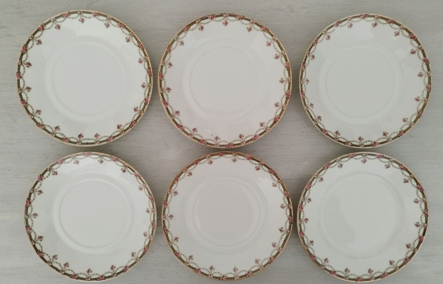 Assiettes Dessert Gâteau Porcelaine Limoges Liseret Or Frise Fleurie ...
