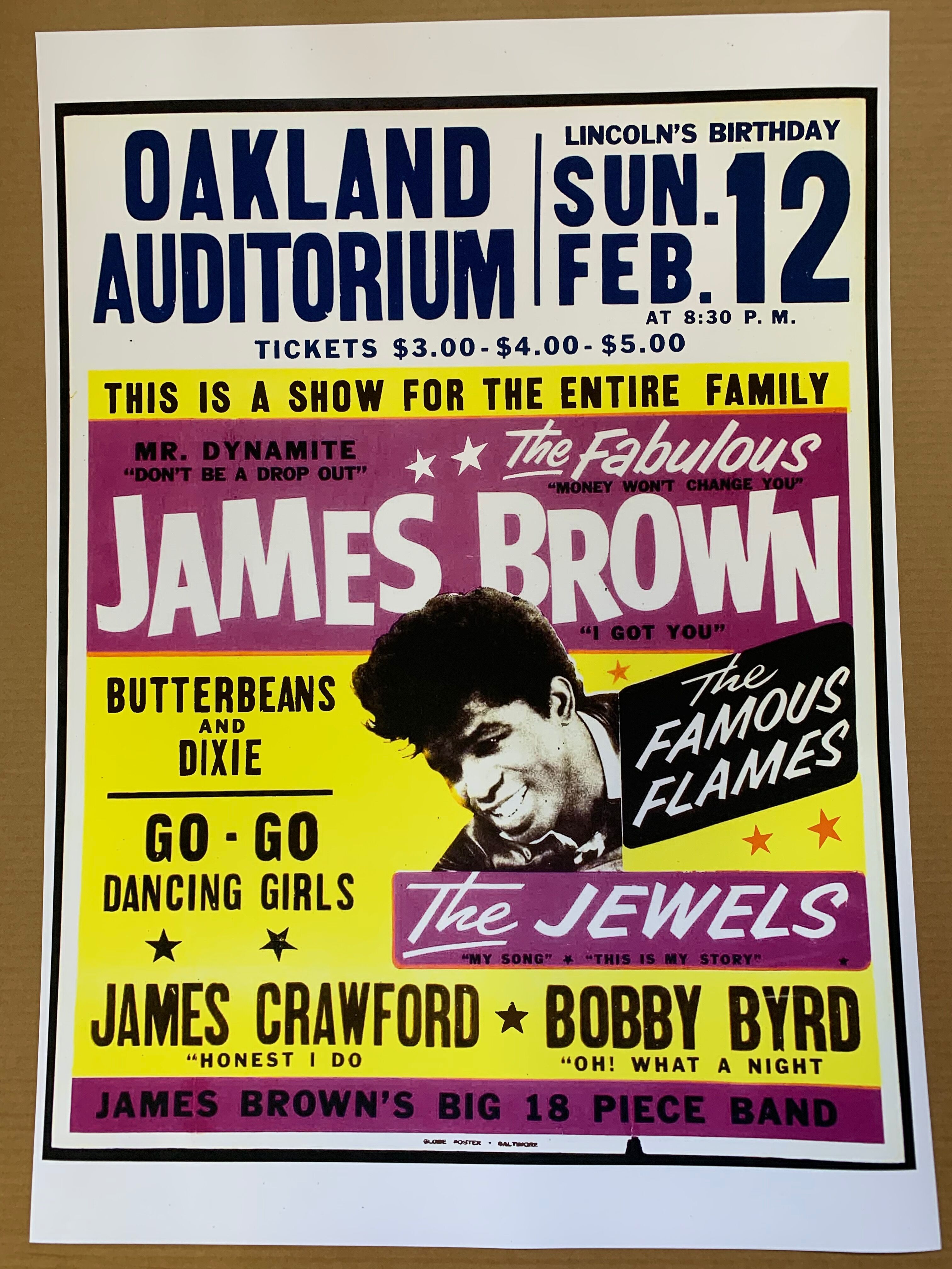Affiche de concert en guest James Brown à Oakland auditorium 1967 | Selency