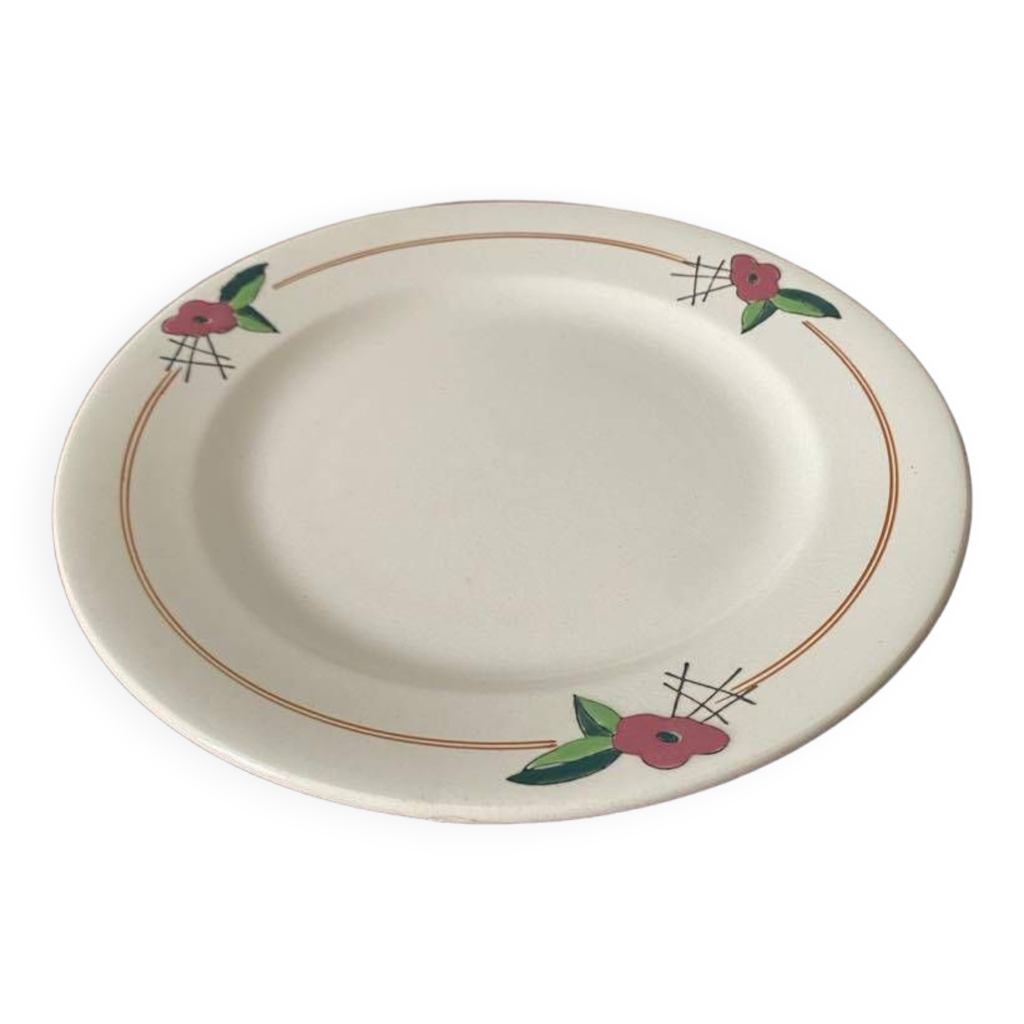 Plat de présentation piédouche estampillé E. Charbonnier Salins les ...